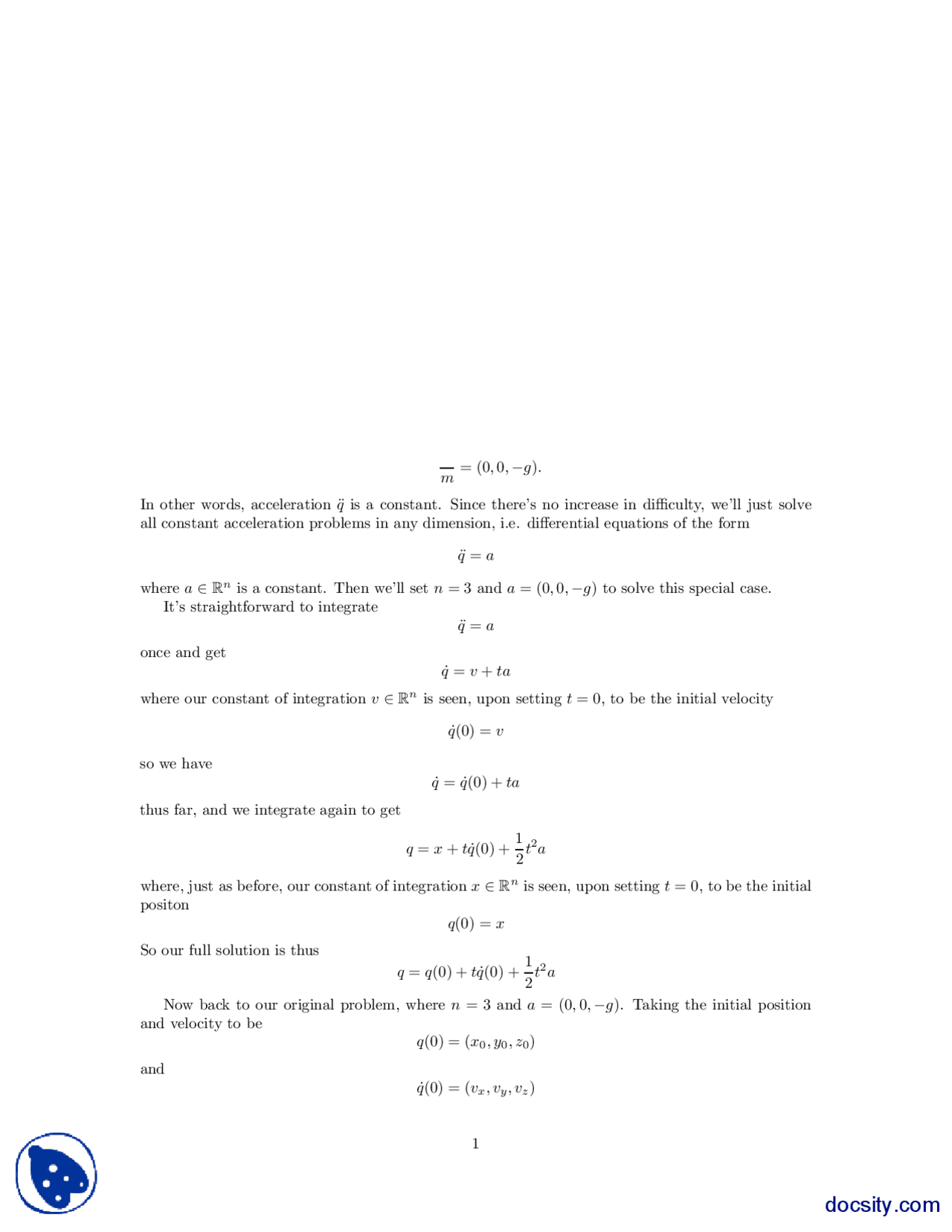 Falling Harmonic-Classical and Relativistic Mechanics-Lecture Handout - Docsity