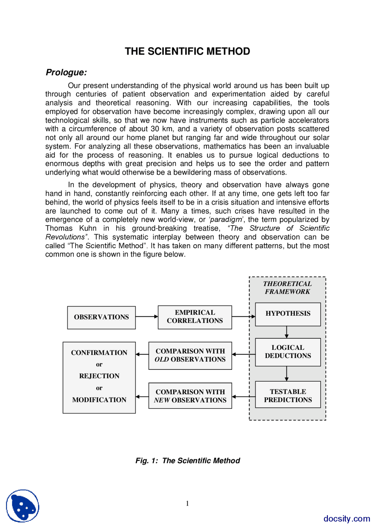 The Scientific Method Fundamentals Of Physics Handout Docsity