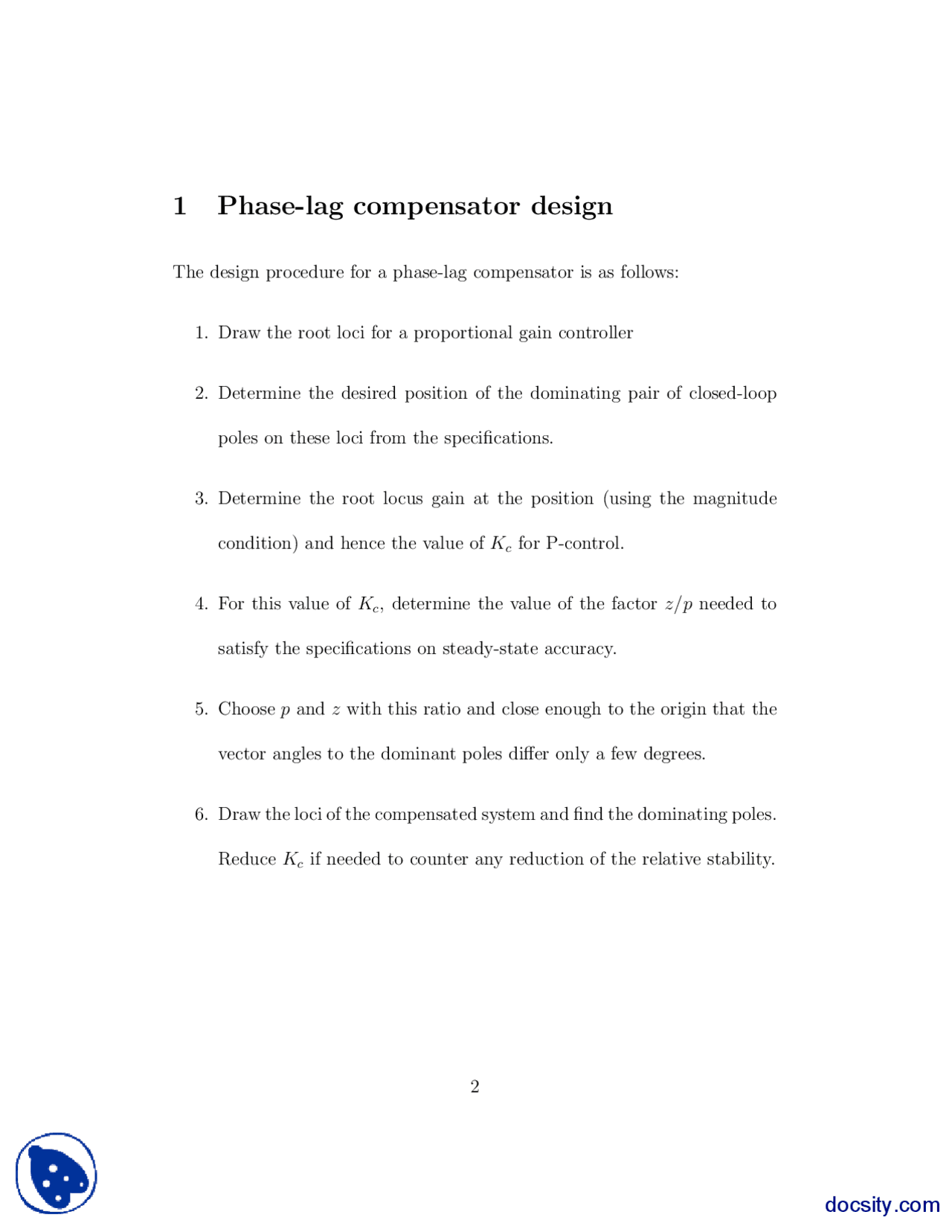 Phase Lag Compensator Design-Automation Control And Design-Lecture ...