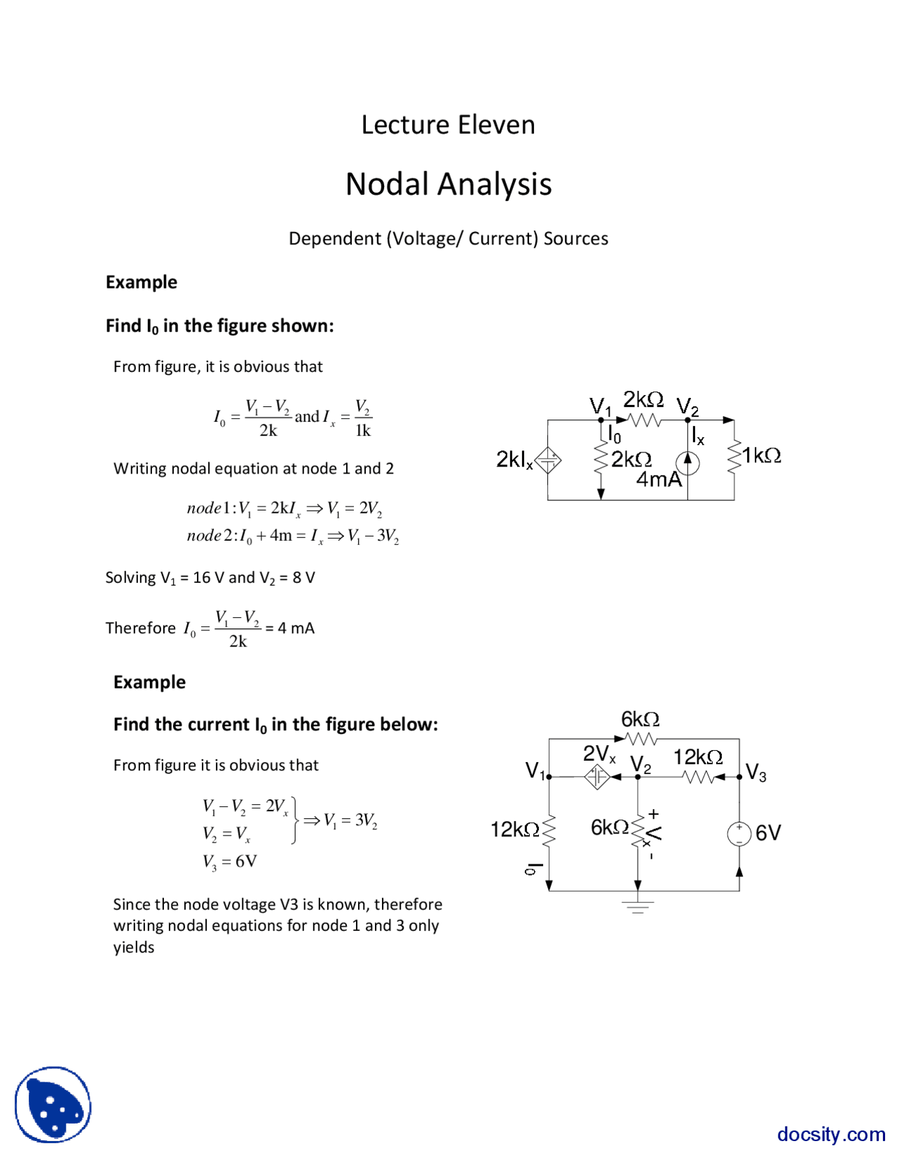 Nodal Analysis Part 3 Basic Electronics Lecture Slides Docsity