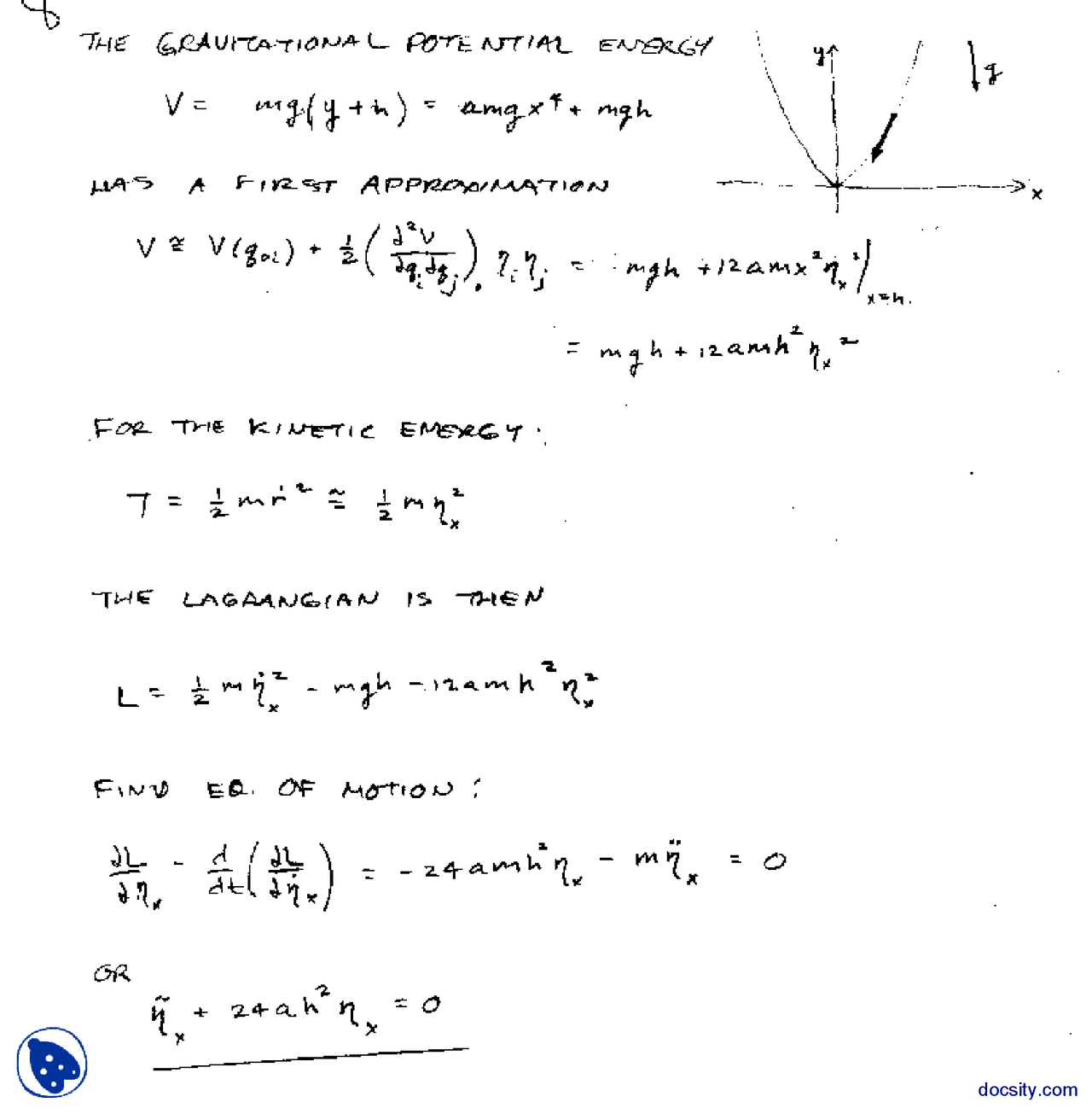 Gravitational Potential Energy-Advanced Quantum Physics-Sloved Assignment Problems - Docsity
