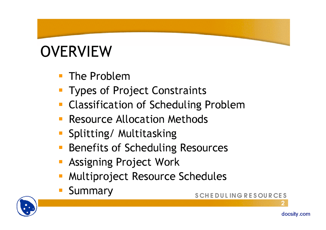 Scheduling Resources Part 2-Managment Principles-Lecture Slides - Docsity