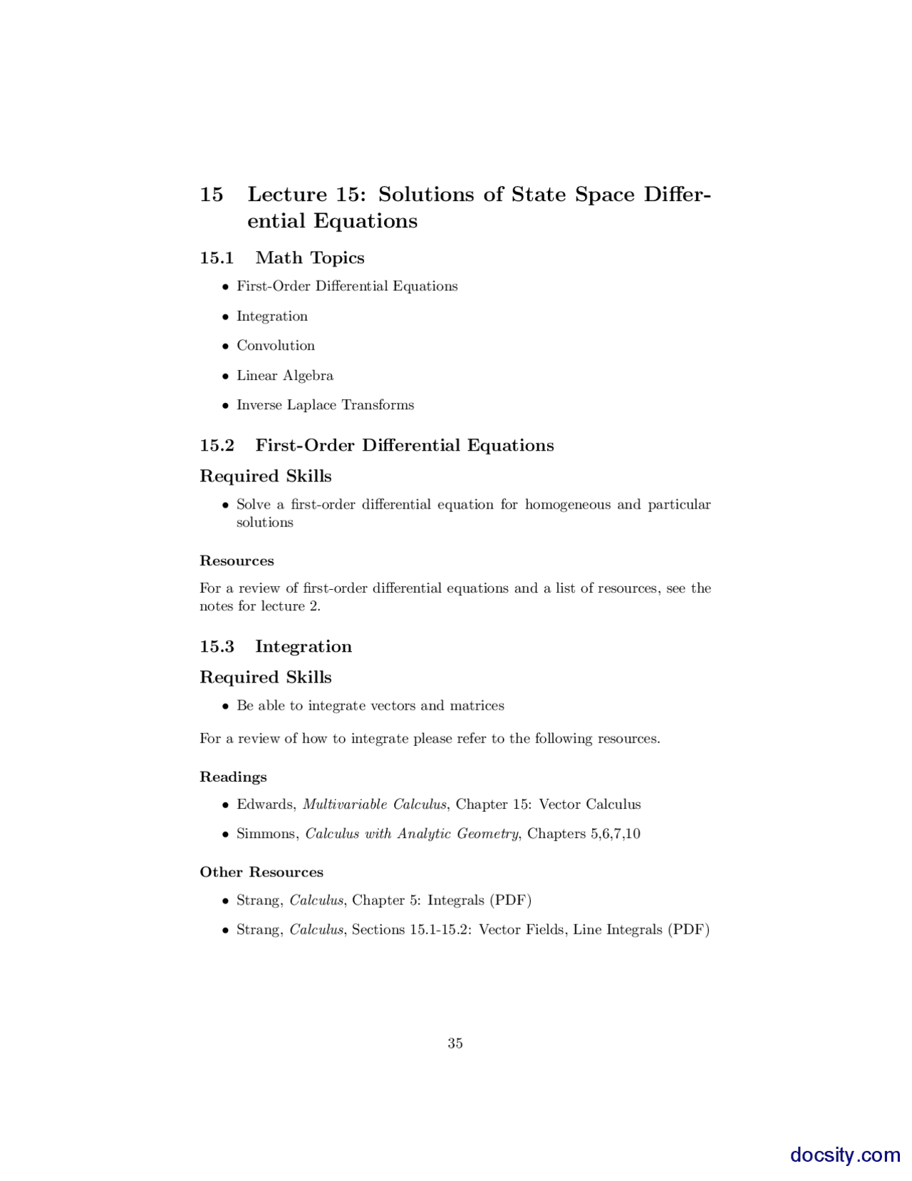 Solutions Of State Space Differential Equations Contents Principles Of