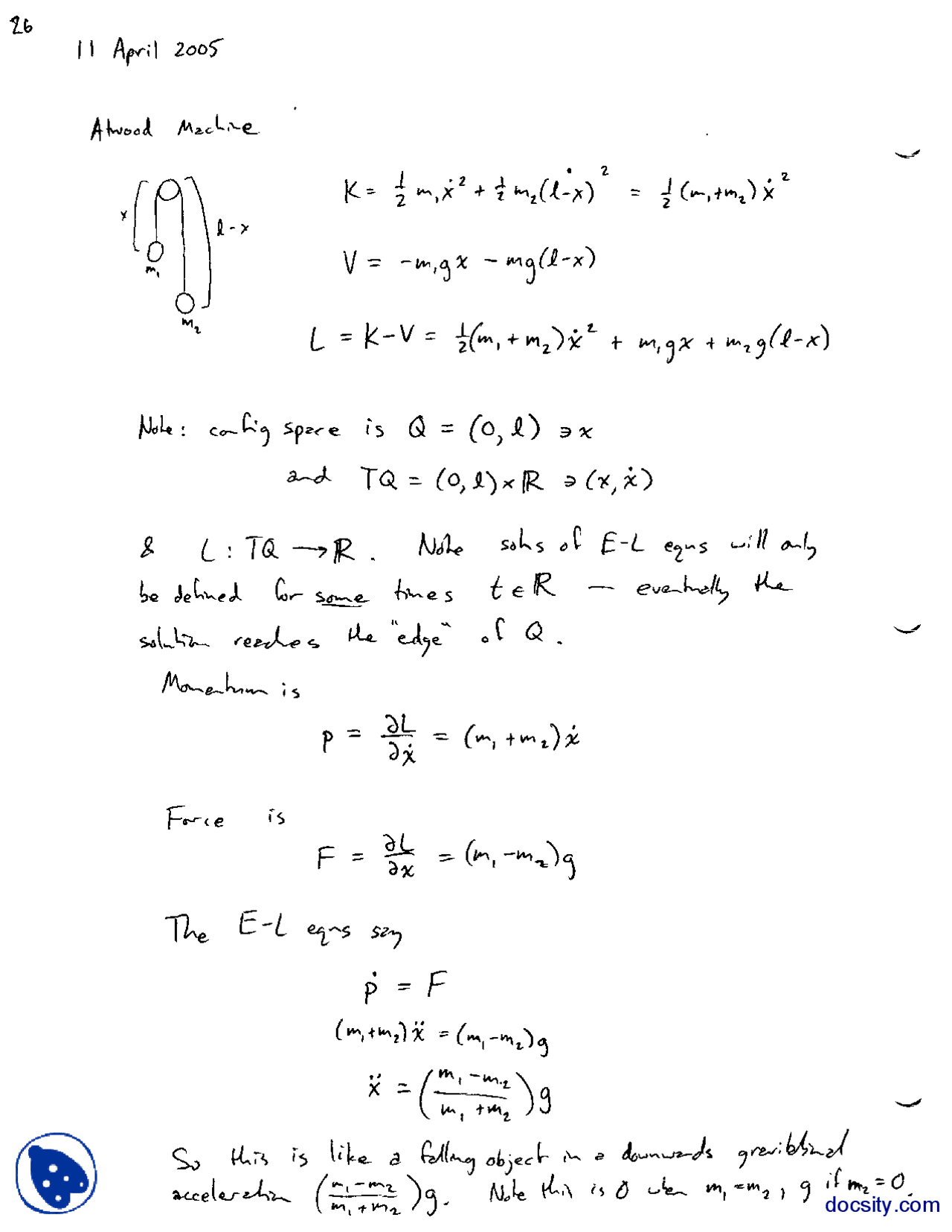 Atwood Method-Classical and Relativistic Mechanics-Lecture Handout - Docsity