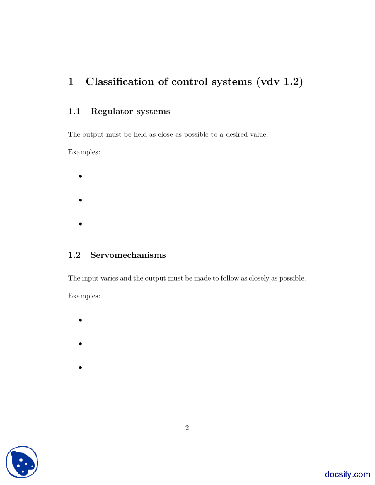 Classification Of Control Systems Control System Theory And Automation Control Lecture Notes