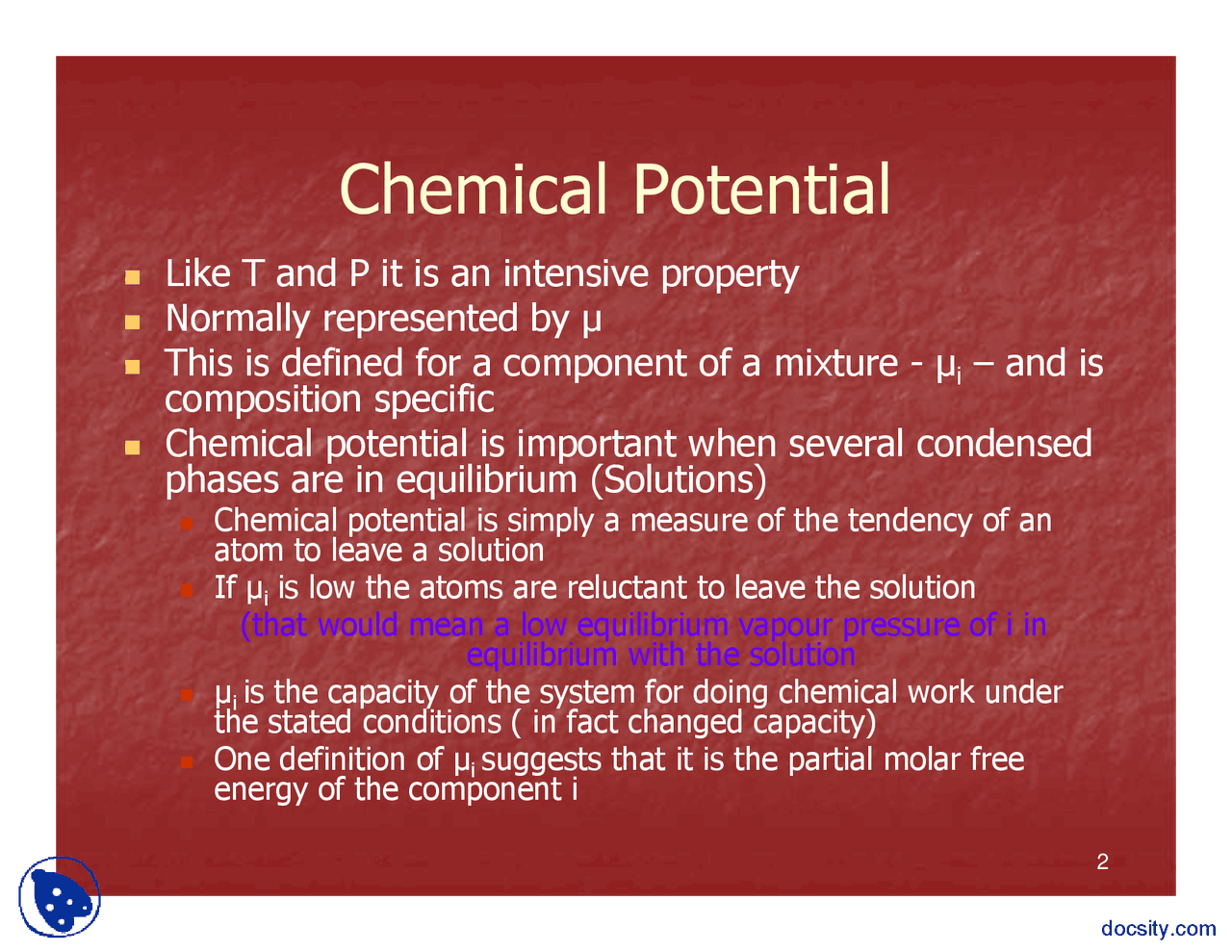 Chemical Potential Power Metallurgy Lecture Slides Docsity
