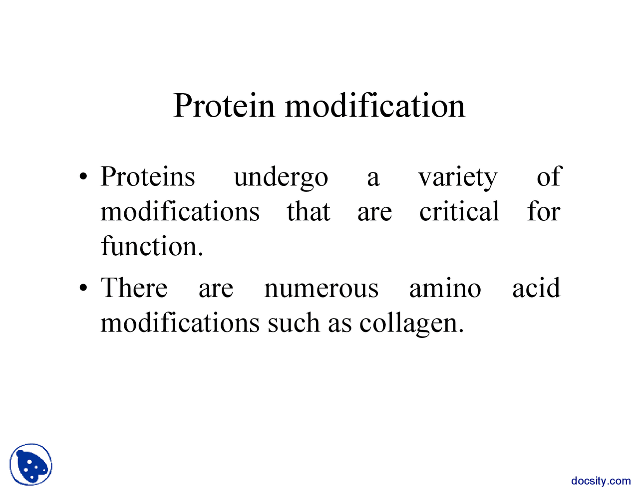 Protein Modifications Proteomics Lecture Slides Docsity