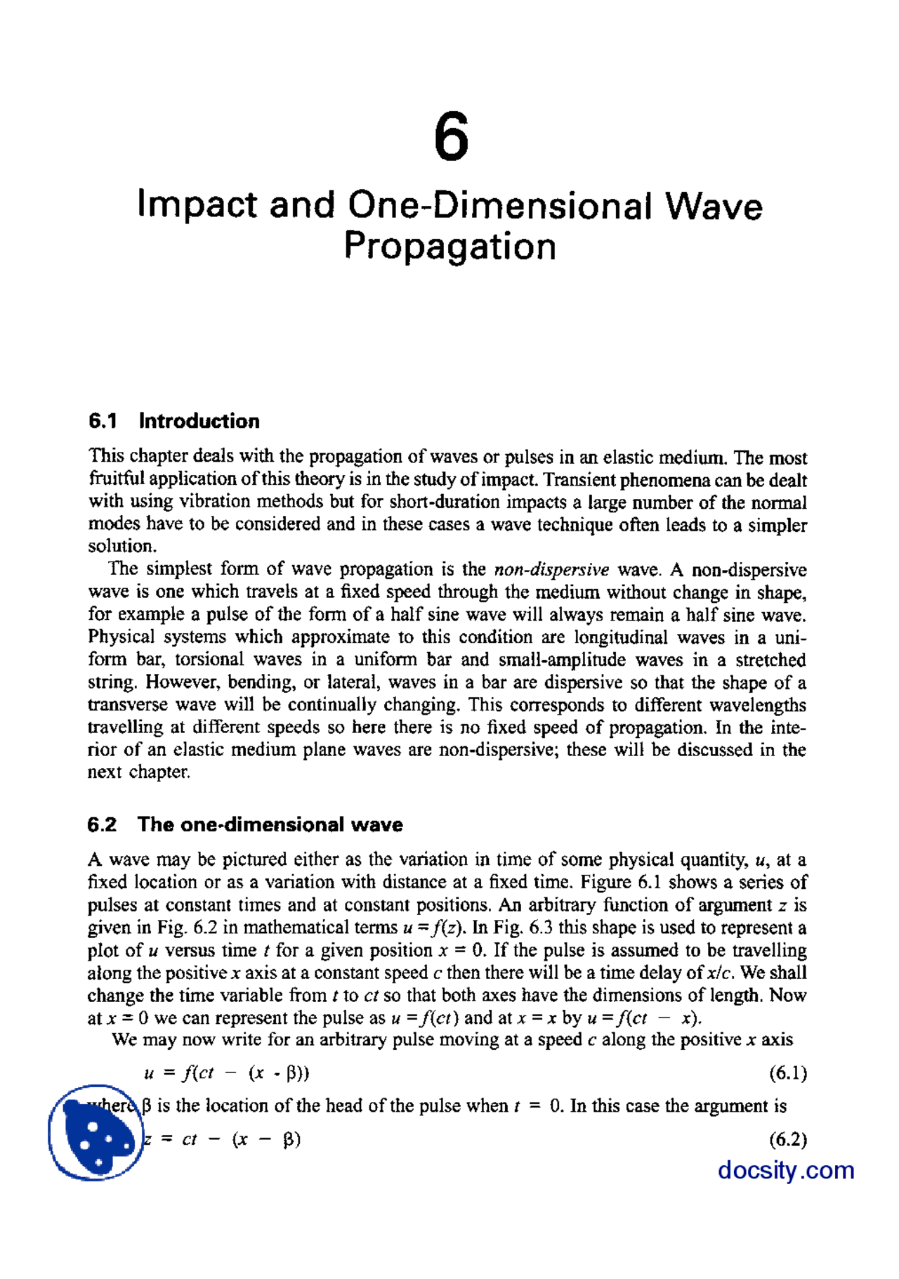 Impact And One Dimensionai Wave Propagation Advanced Engineering Dynamics Lecture Handout Docsity