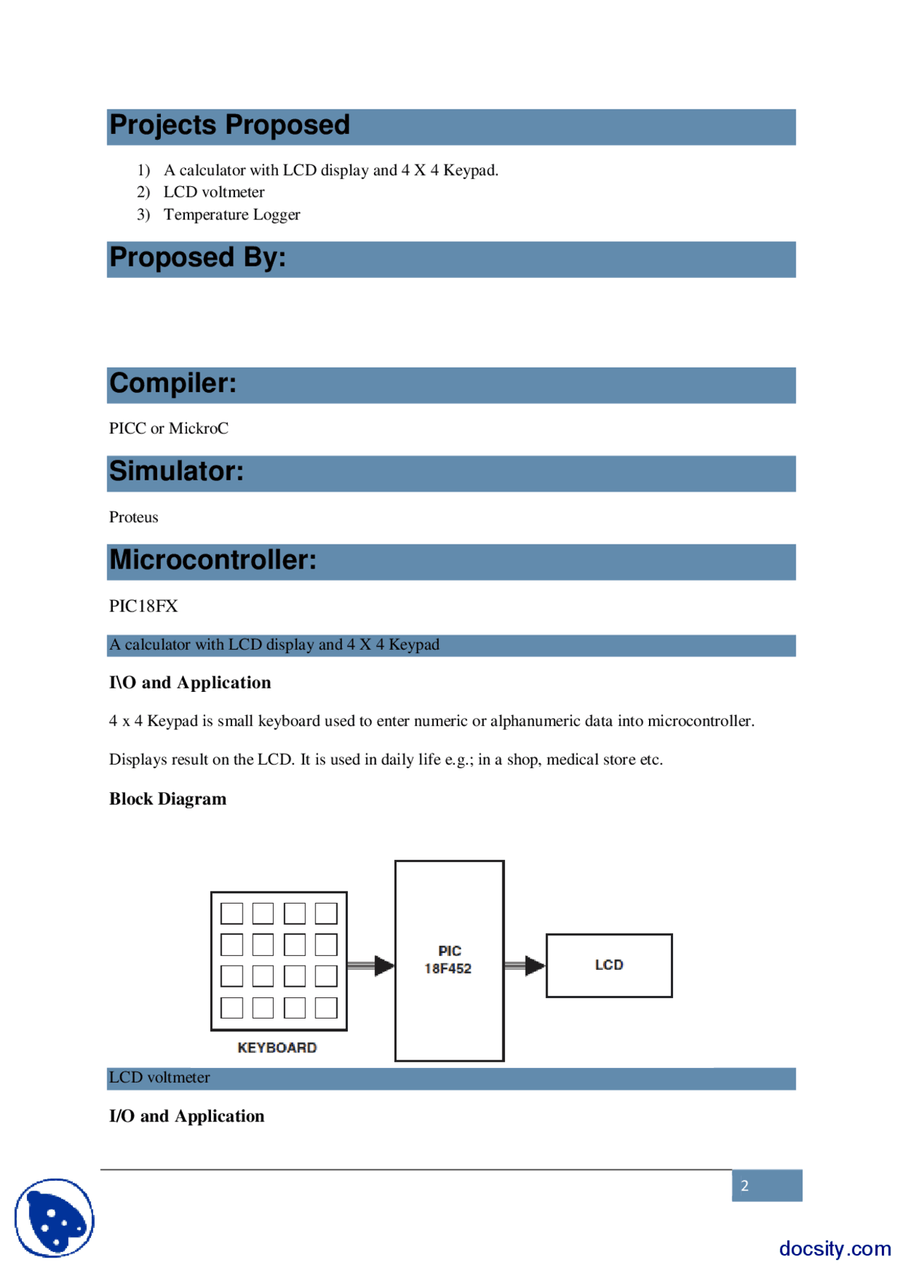 Proposed Projects Computer Archtecture Lecture Handout Docsity