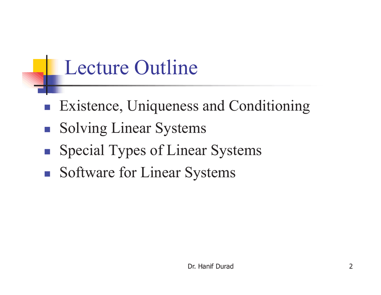 Systems Of Linear Equations Part 1 Computational Physics Lecture Slides Docsity
