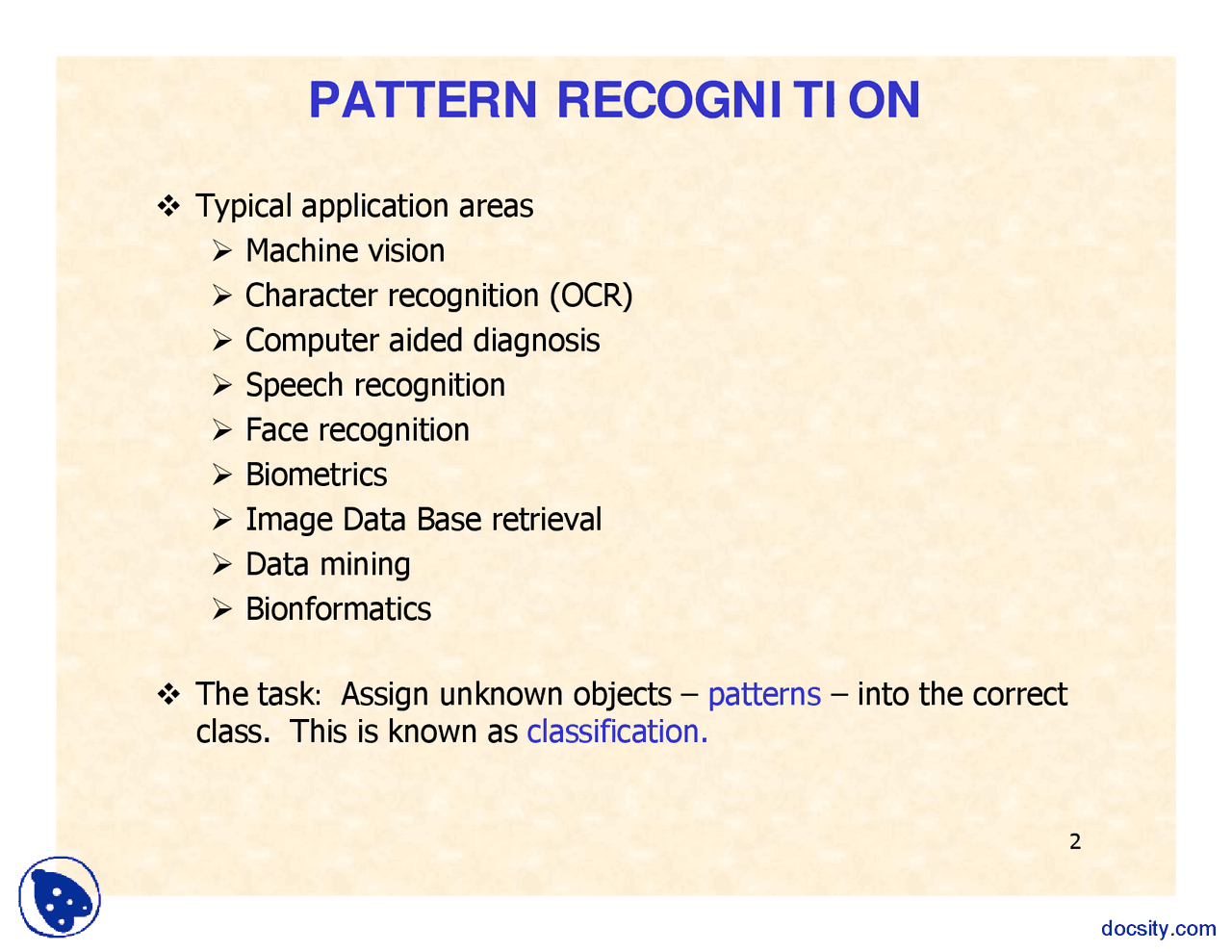 For Begginers Pattern Classification And Recognition Lecture Slides