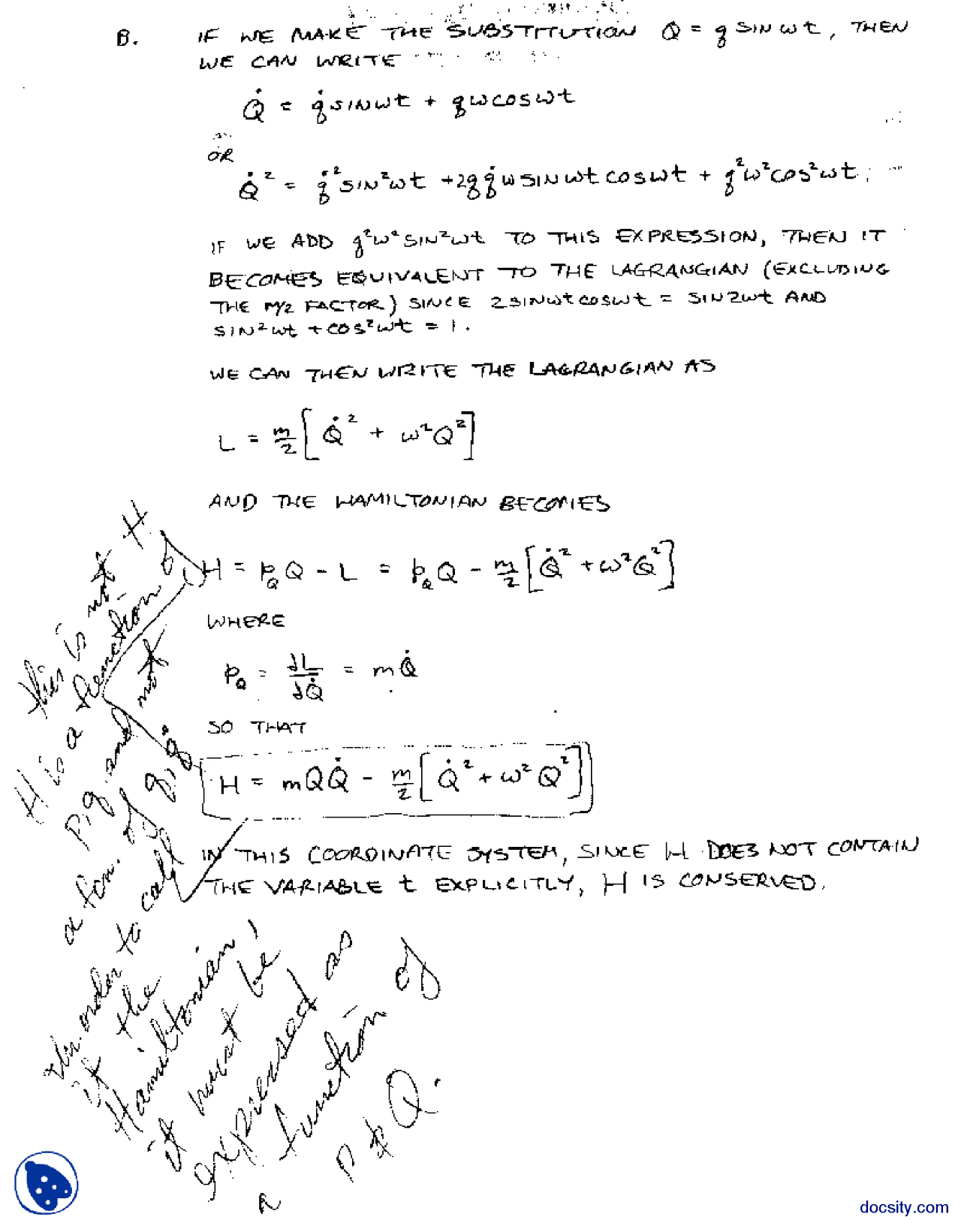 Hamiltonion Form Part 2-Advanced Quantum Physics-Sloved Assignment Problems - Docsity