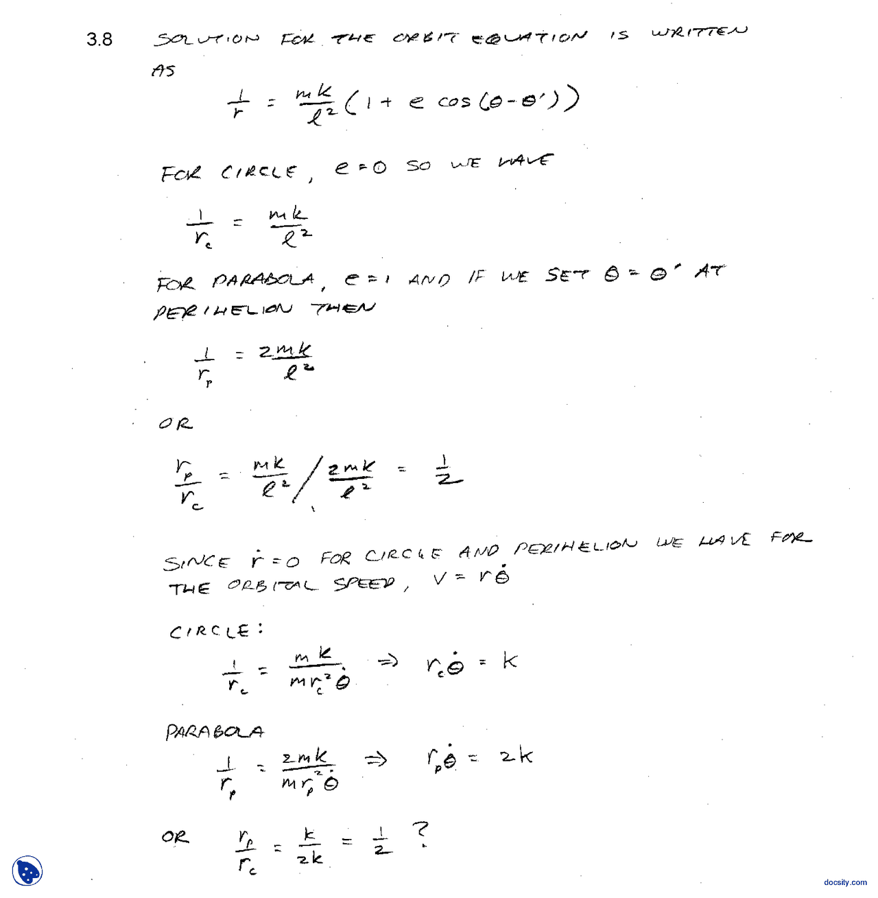 Orbit Equation Quantum Physics Sloved Assignment Problems Docsity