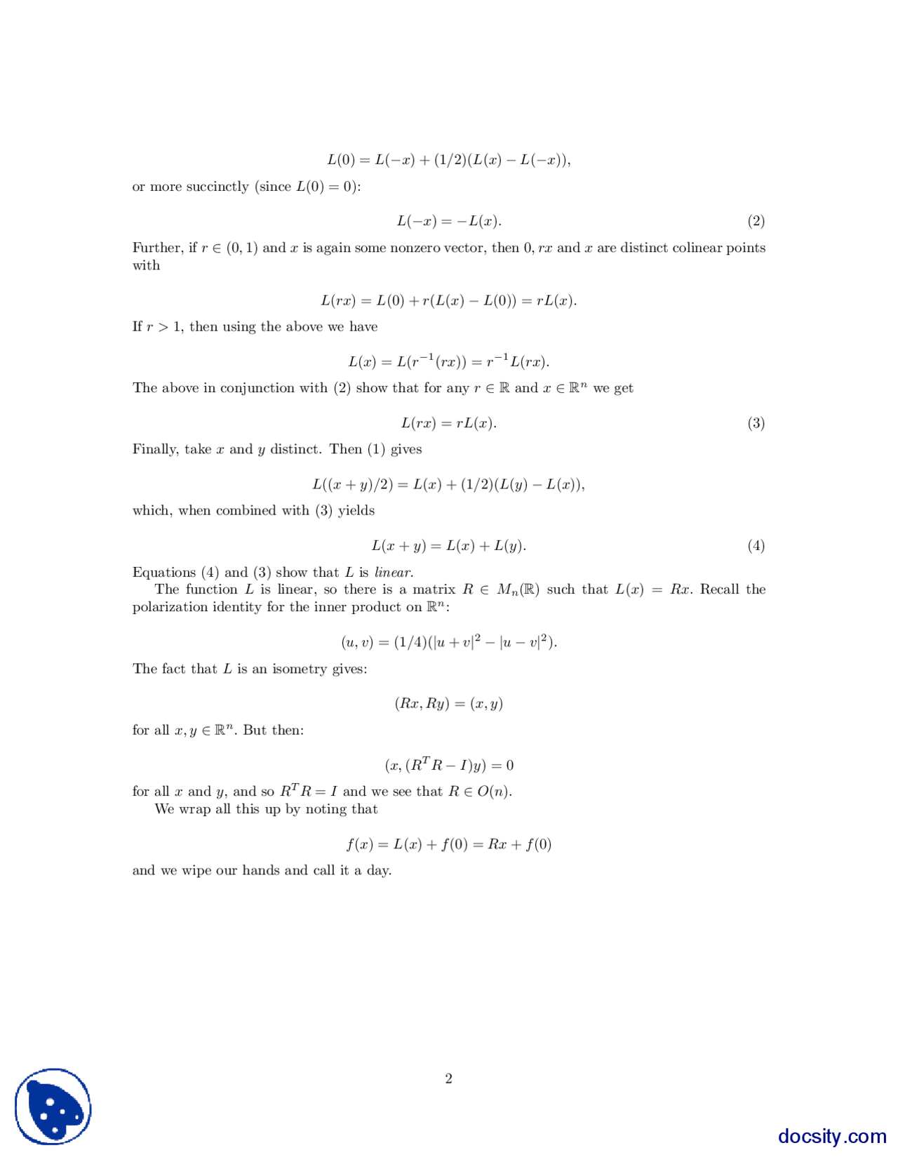 The Euclidean Group Part 3-Advanced Classical and Relativistic Mechanics-Lecture Handout - Docsity