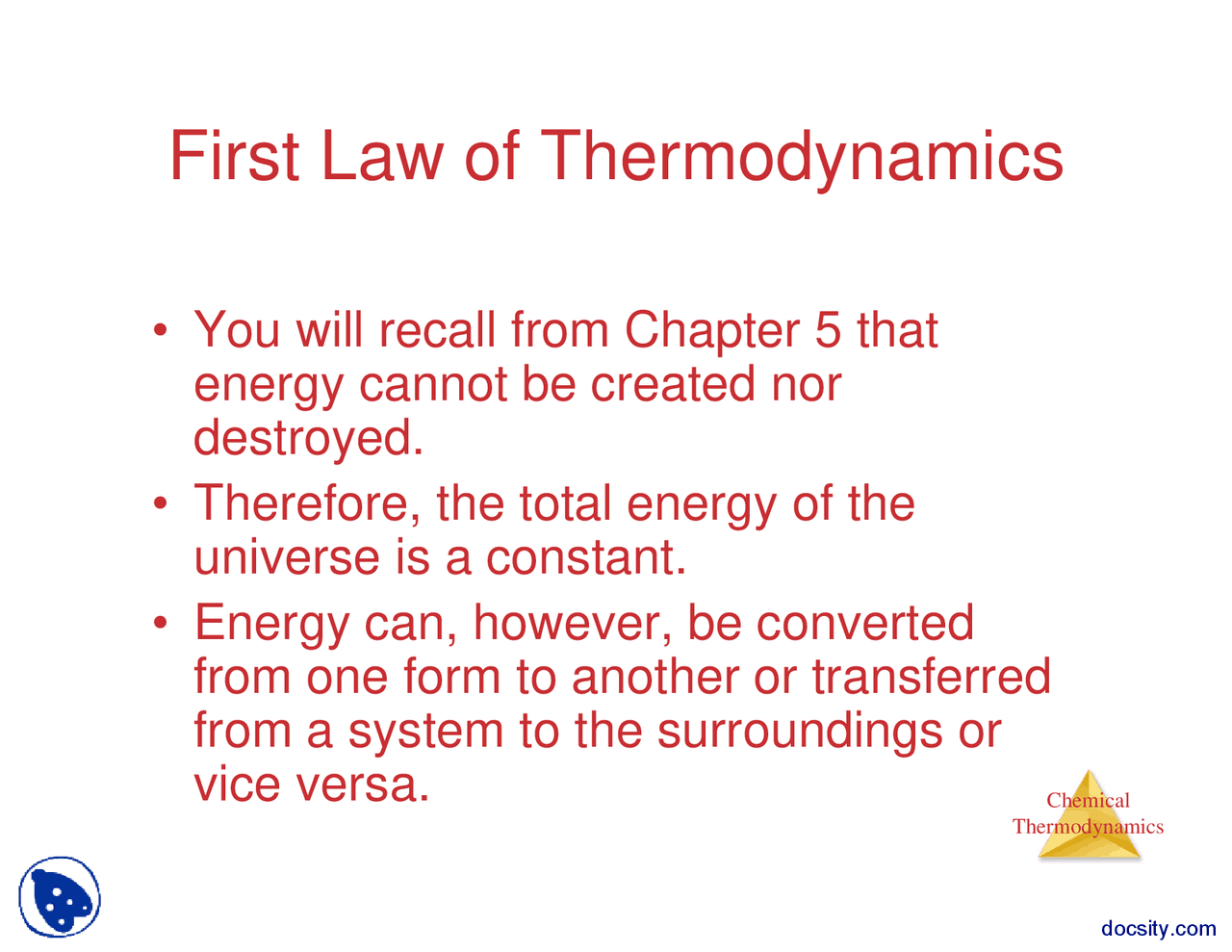 Laws of Chemical Thermodynamics-Chemical Thermodynamics-Lecture Slides ...