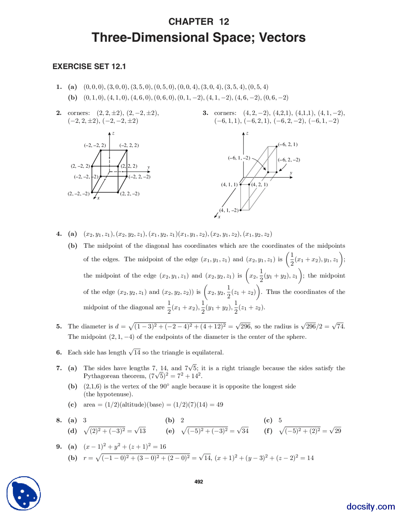 Vectors Mathematics Statistics And Calculus Solution Manual Docsity