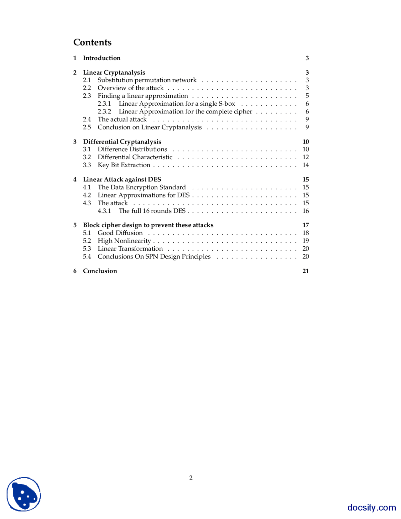 Linear And Differential Cryptanalysis Computer Security Lecture Handout Docsity