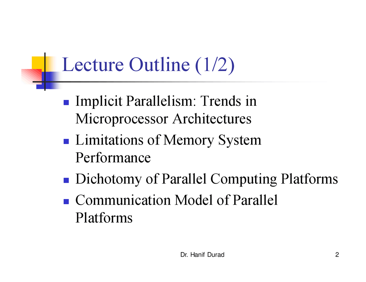 Parallel Computing Platforms Parallel Computing Lecture Slides Slides Parallel Computing And