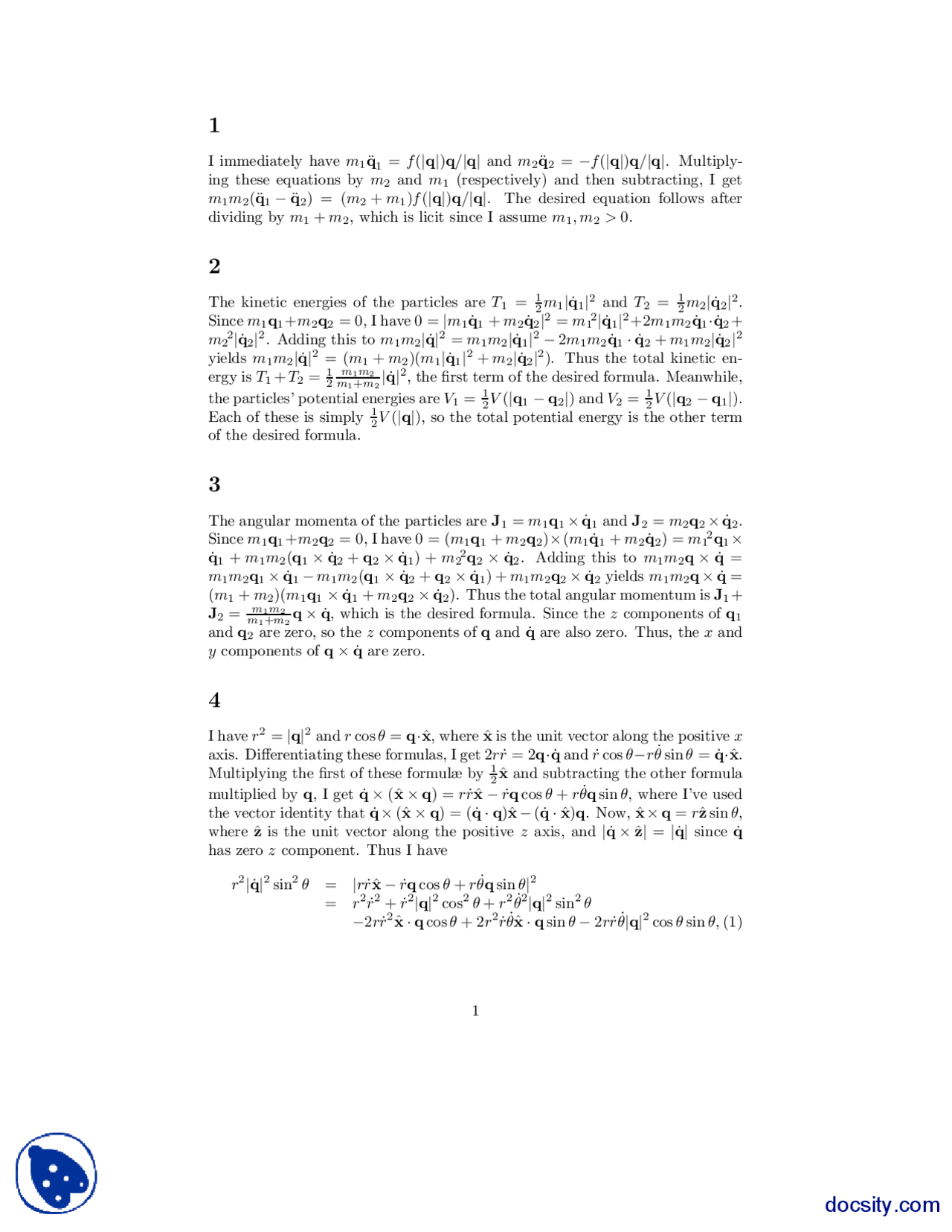 Gravitional Energy-Fundamentals of Classical and Relativistic Mechanics-Lecture Handout - Docsity