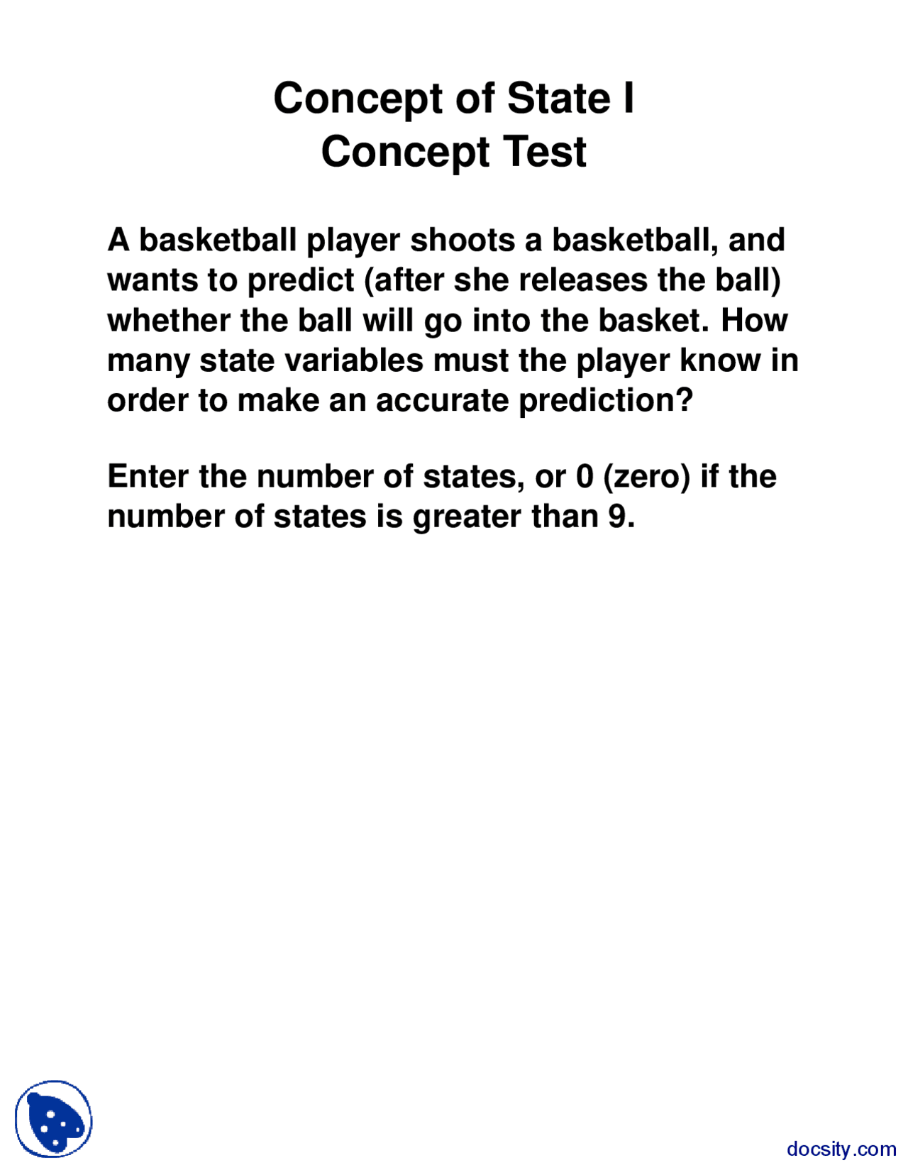 Concept Of State Part 1 Signal And Systems Lecture Handout Docsity