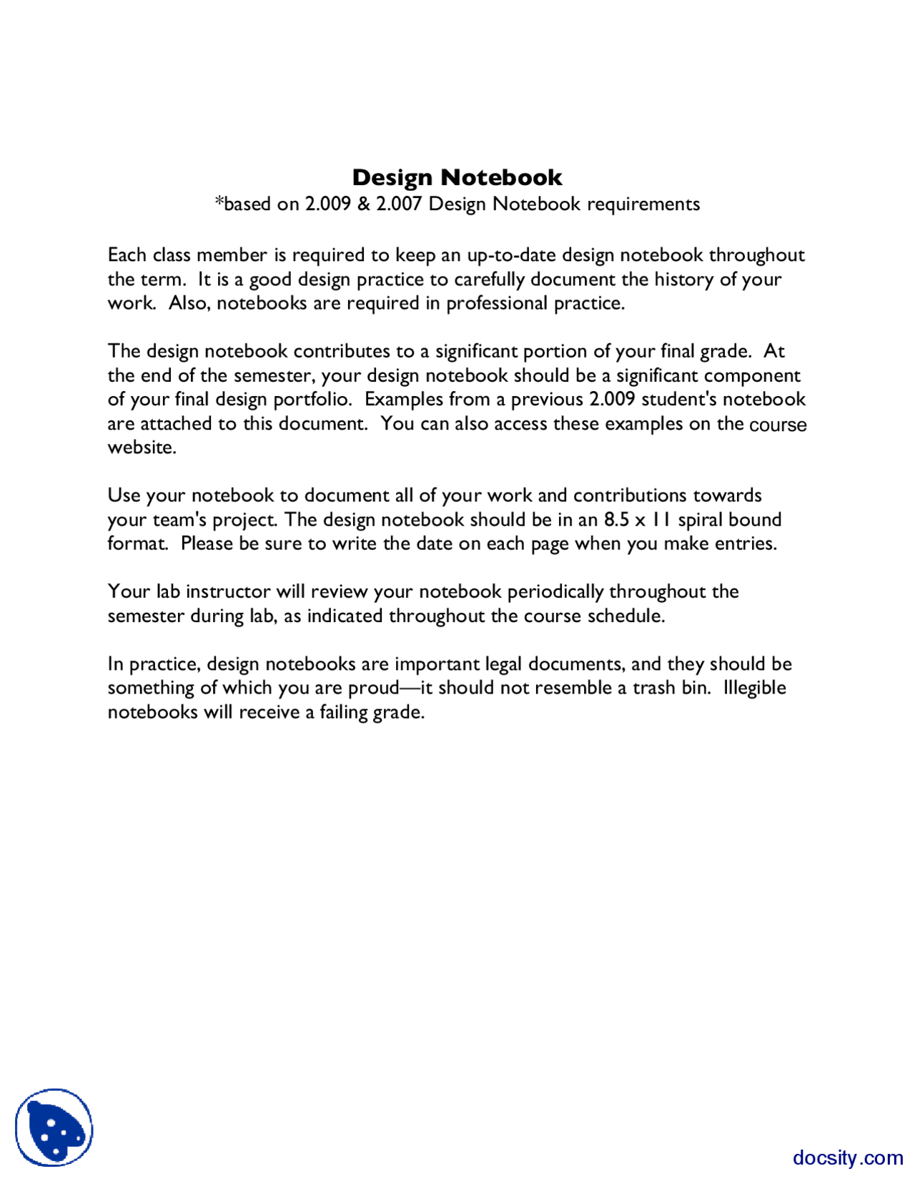 Design Notebook-Fundamentals of Design-Assignment - Docsity