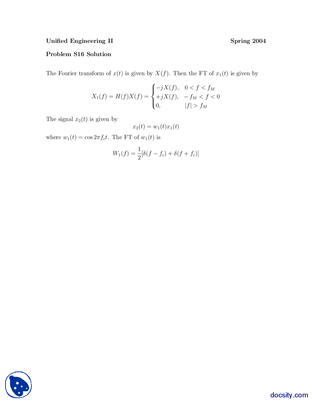 The Fourier Transform Signal And System Theory Assignment Solution