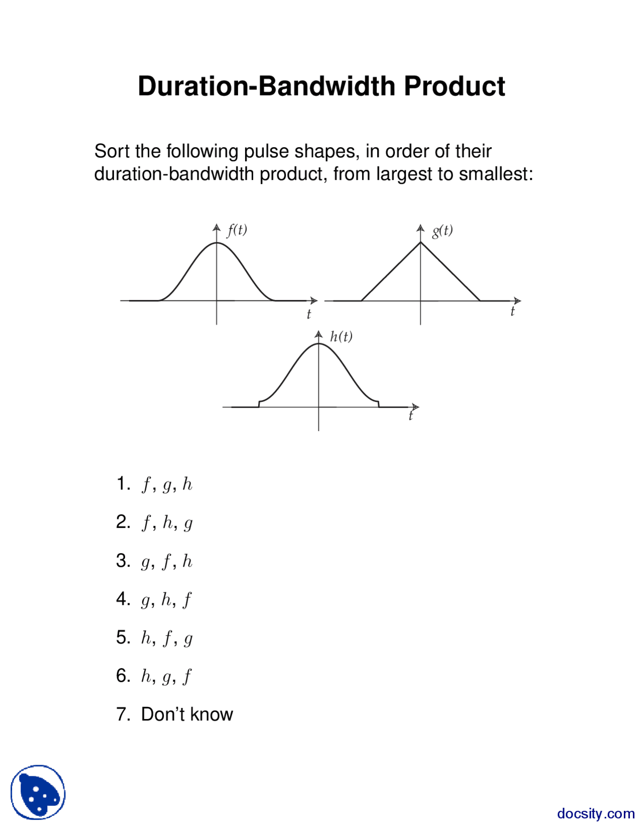 Duration Bandwidth Signal And Systems Lecture Handout Docsity
