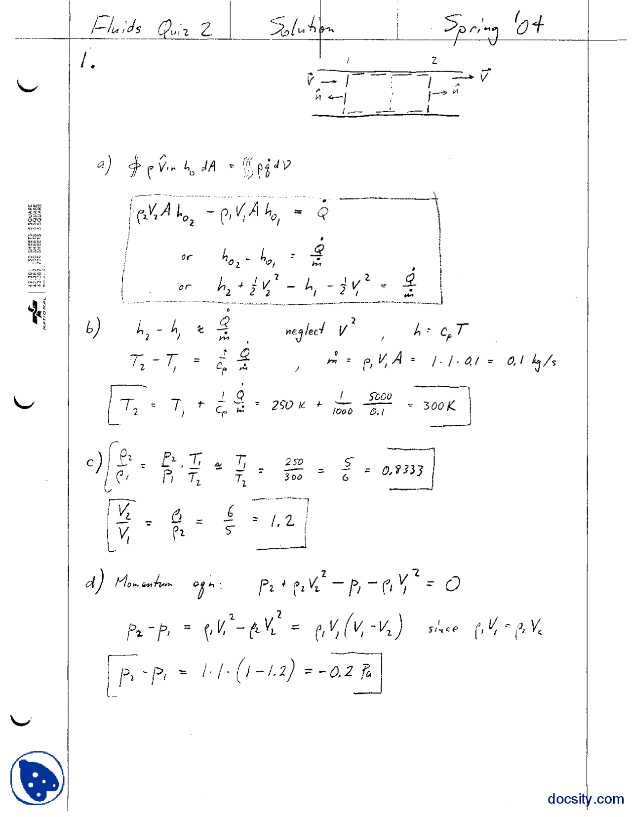 Pitot And Bow Shock-Aeronautical Engineering And Sciences-Quiz Solution - Docsity