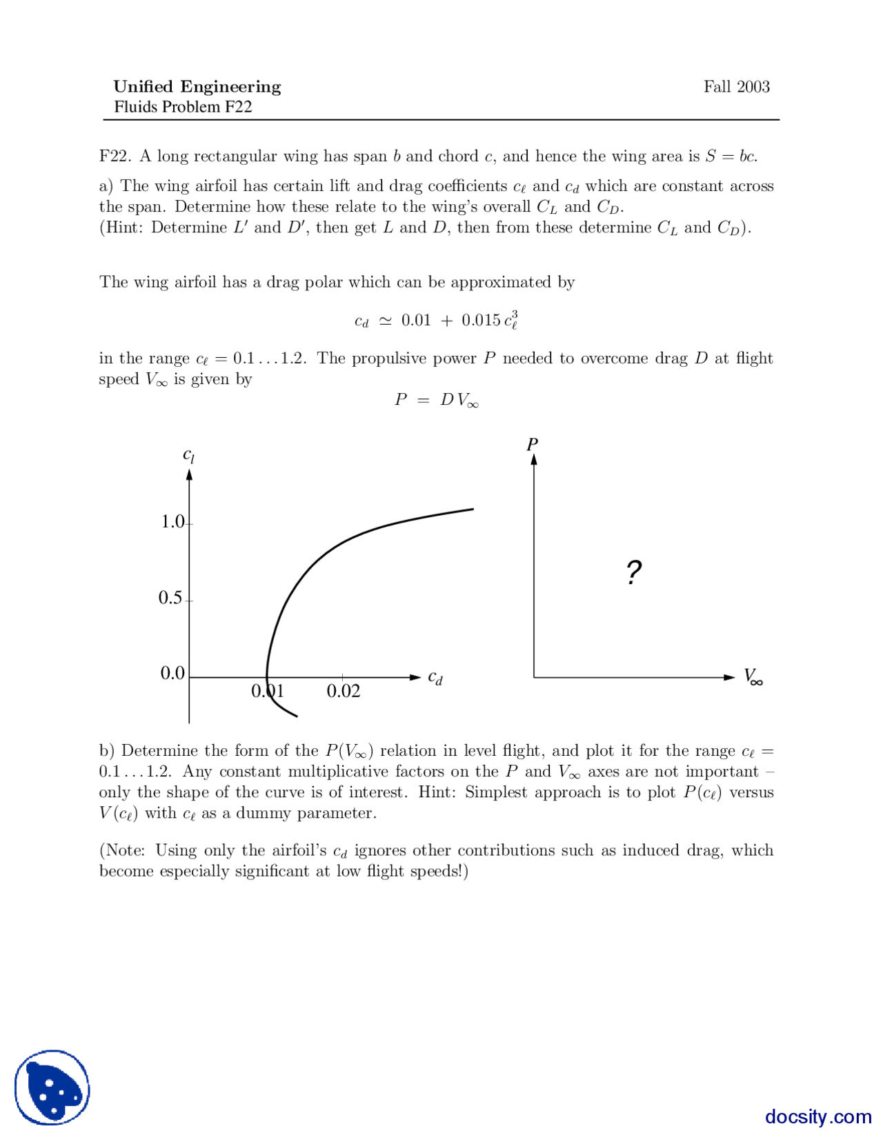 F22 Rectangular Wing-Aeronatical Engineering And Fluid Mechanics-Assignment - Docsity