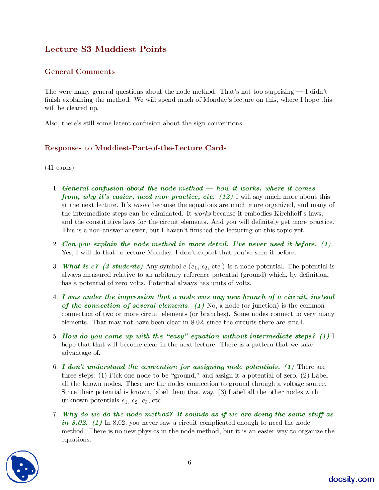 Muddiest Points Part 3 Signal And Systems Lecture Handout Docsity