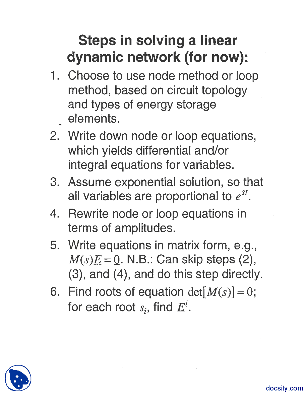 Linear Dynamic Network Signal And System Theory Lecture Handout Docsity