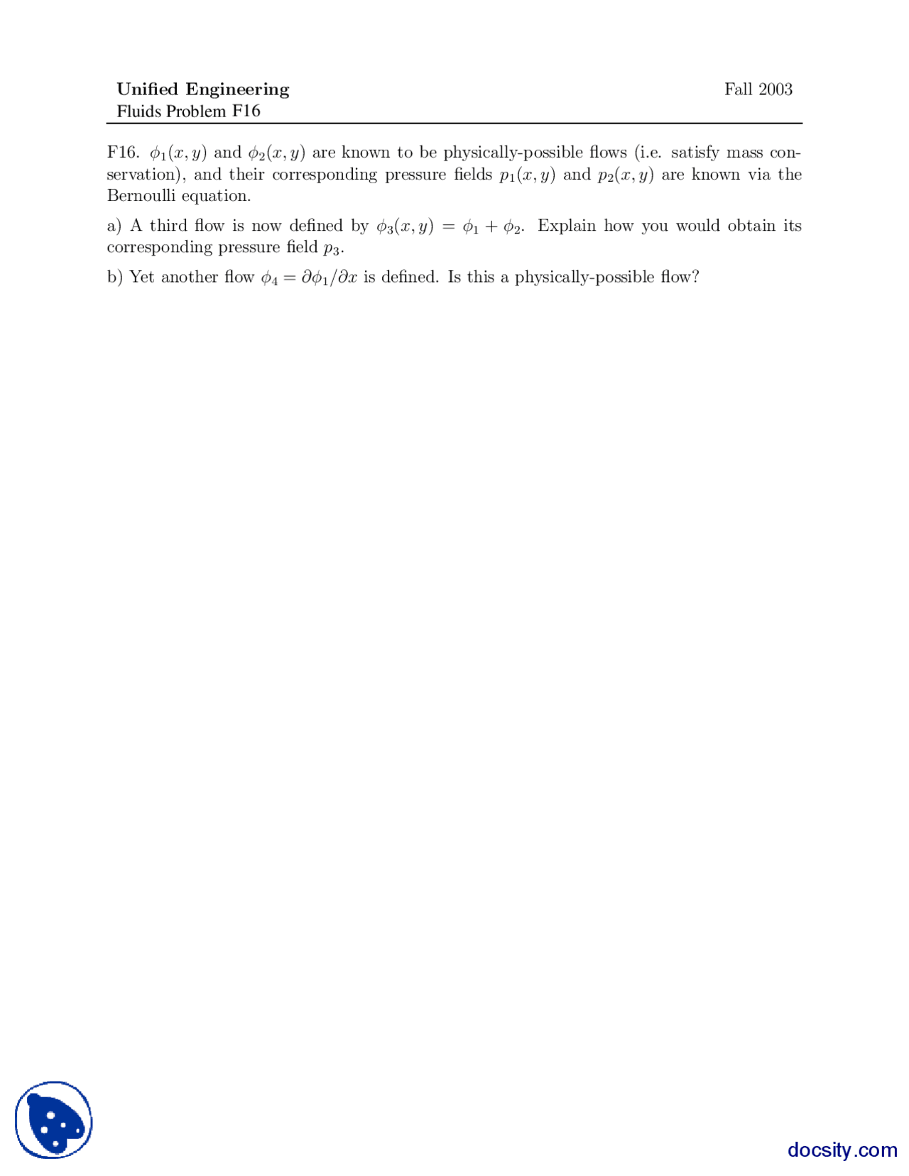 F16 Multiple Flows-Aeronatical Engineering And Fluid Mechanics-Assignment - Docsity