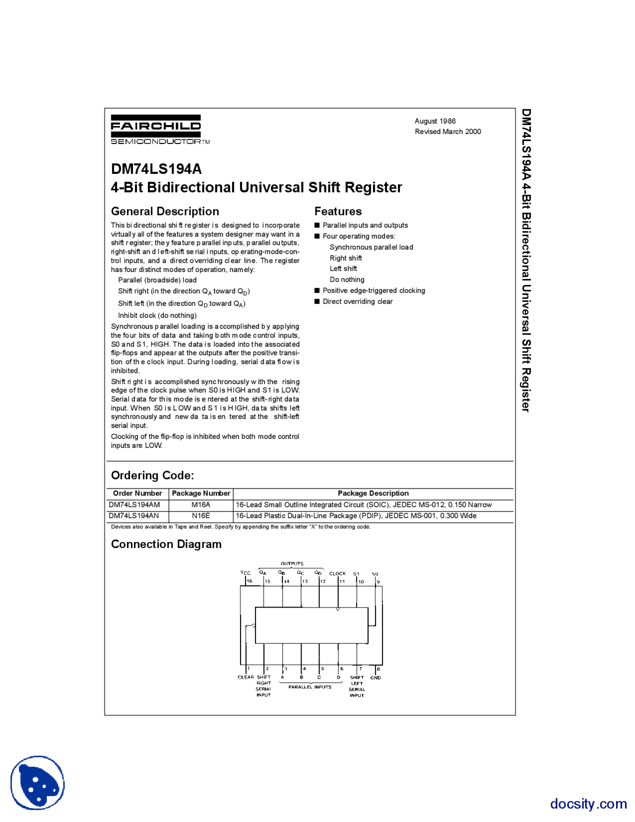 4 Bit Bidirectional Universal Shift Register-ICs In Digital Logic ...
