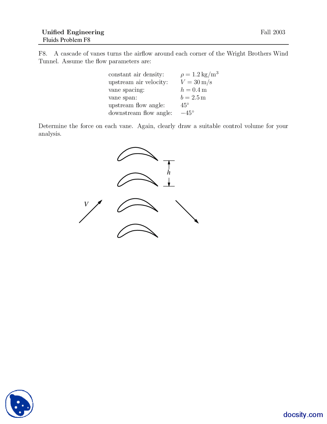 F8 Wright Brothers Wing Tunnel-Aeronatical Engineering And Fluid Mechanics-Assignment - Docsity