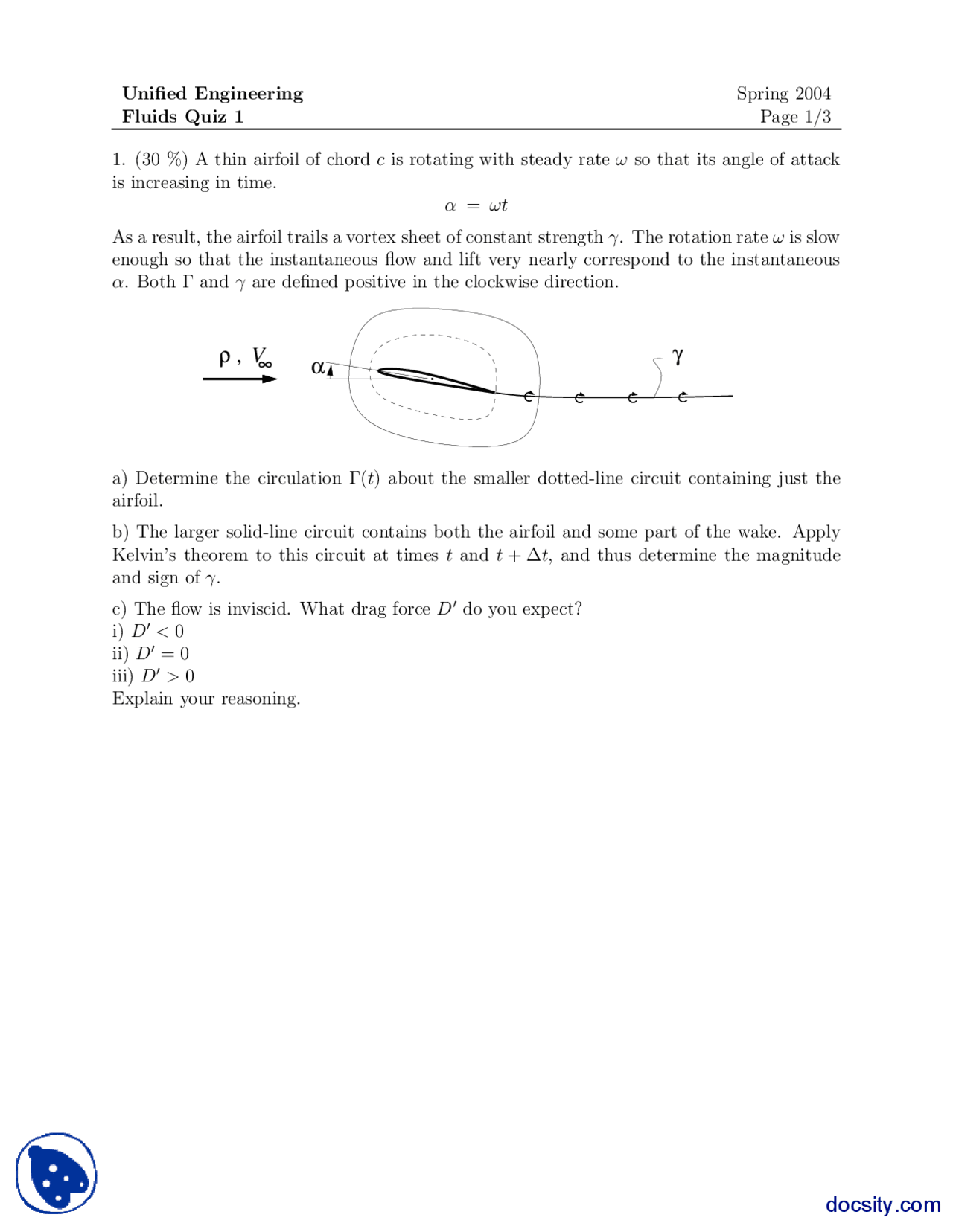 Airfoil Vortex Sheet-Aeronautical Engineering And Fluid Dynamics-Quiz ...