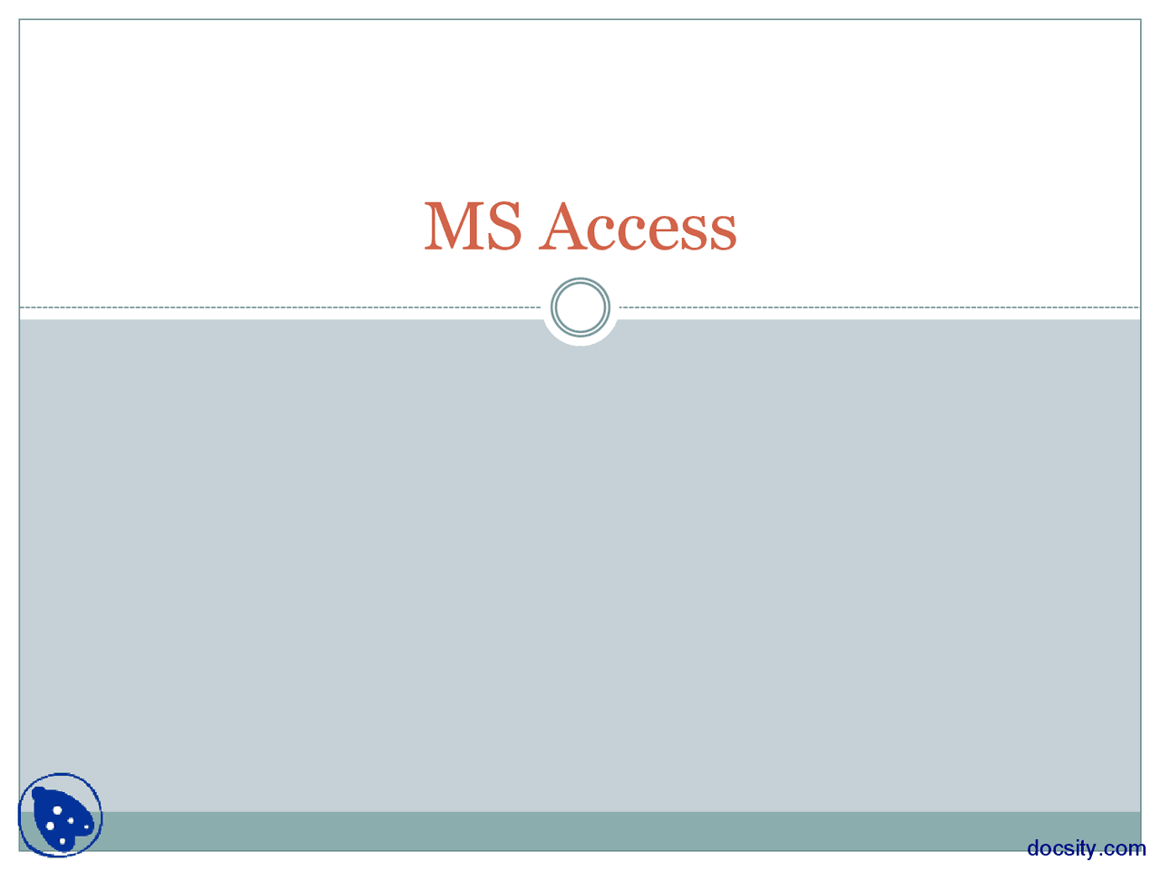 Ms Access Microsoft Acess Tutorial Docsity