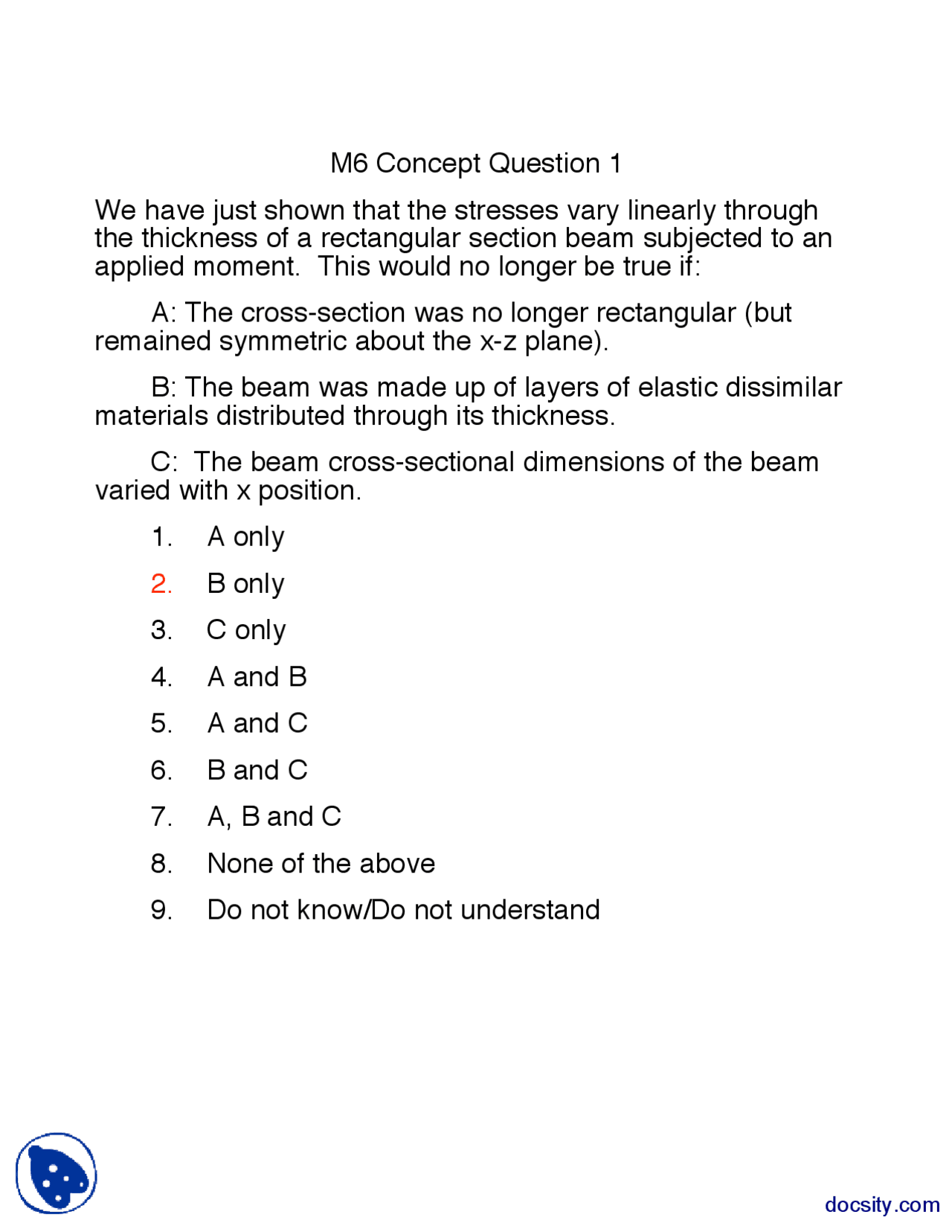 Concept Question Part 7 Structure Of Materials Lecture Handout Docsity