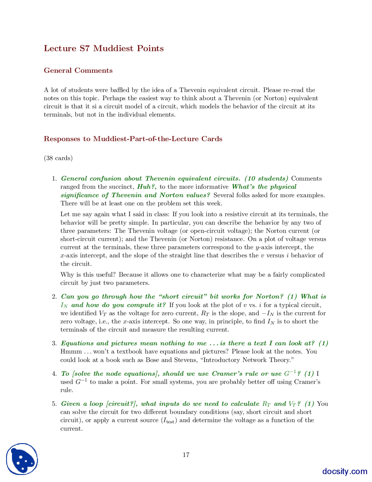 Muddiest Points Part 7 Signal And Systems Lecture Handout Docsity