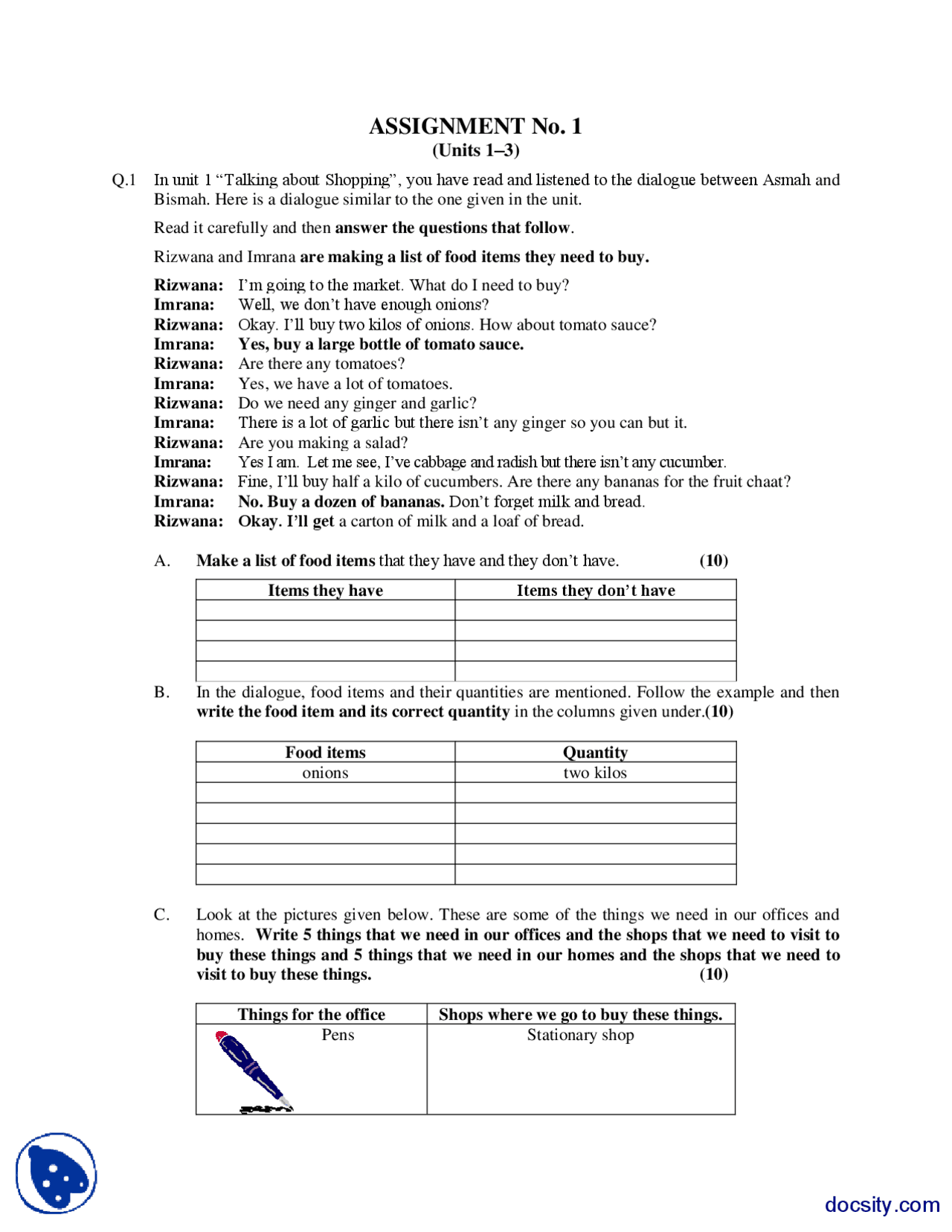 Dialogue-Humanities-English Language-Assignment - Docsity