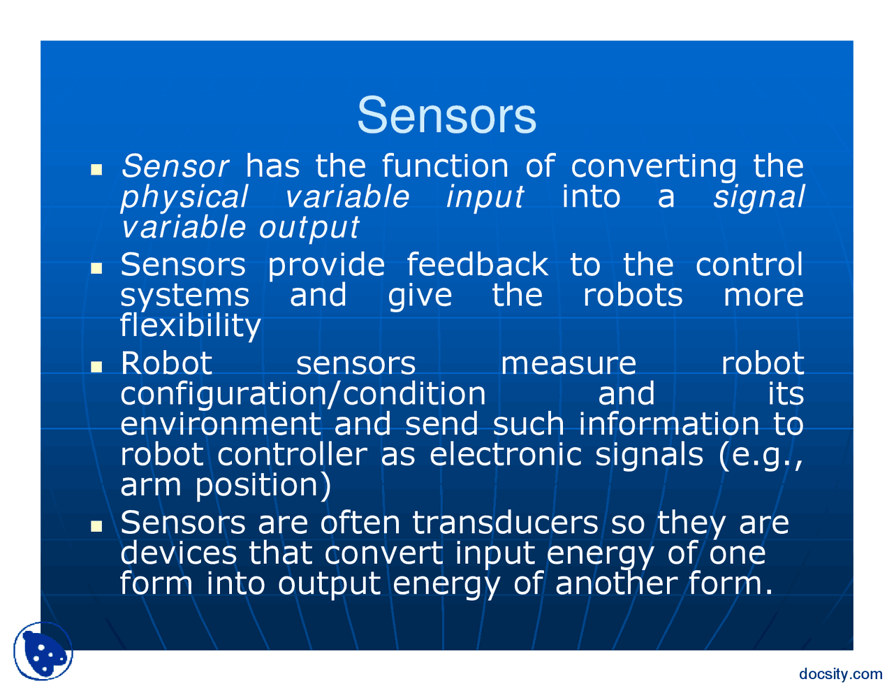 Sensors Robot Design Programming And Implementation Lecture Slides Docsity 