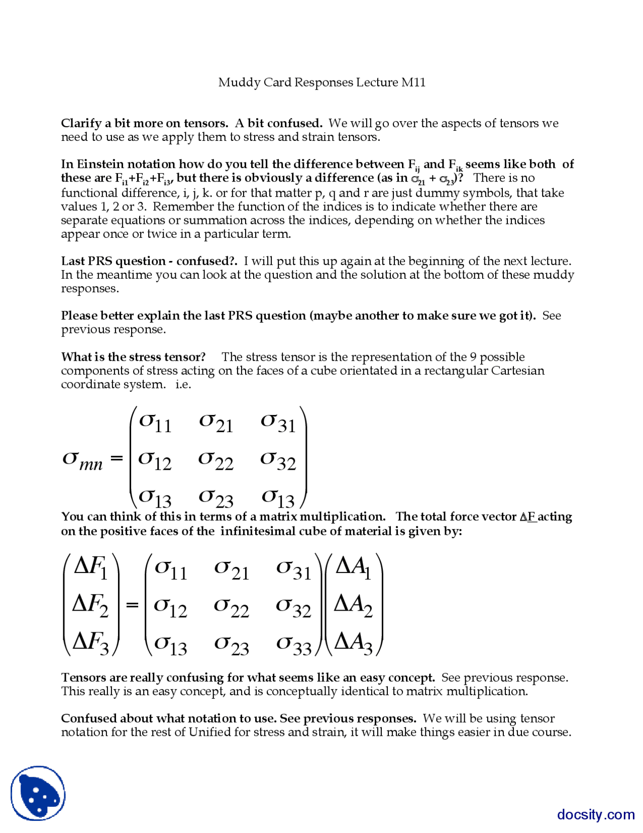 Responses Of Muddy Card Part 10 Concepts Of Structure Of Materials