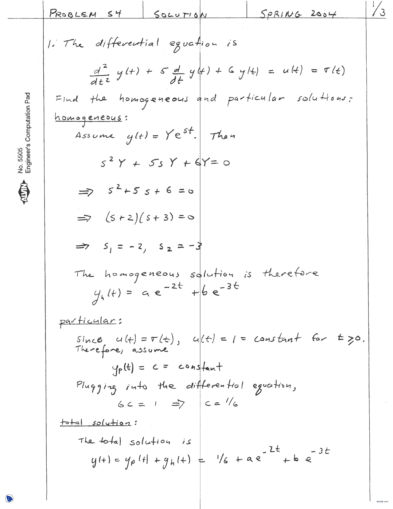 Differential Equations Signal And System Theory Assignment Solution