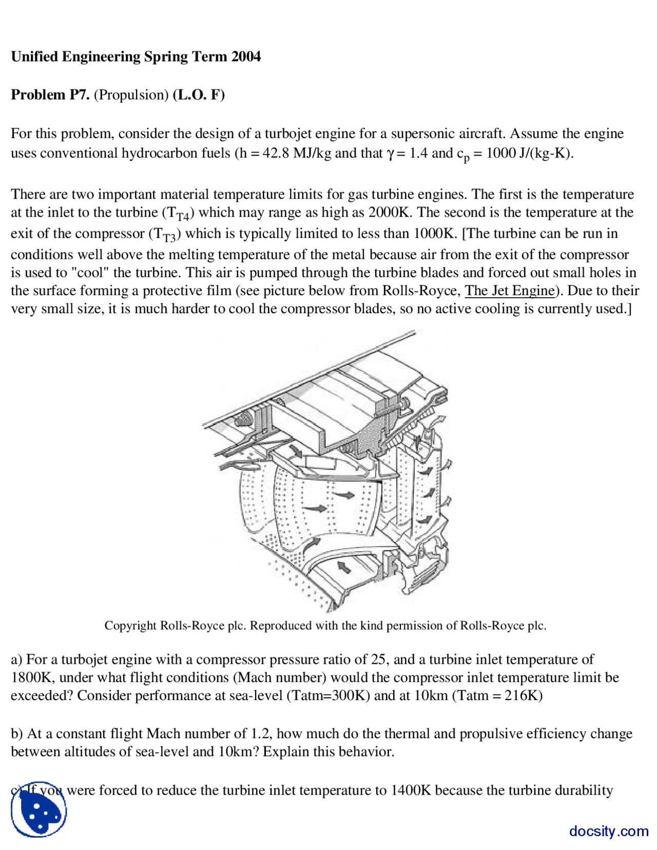 Propulsion Part 6 Thermodynamic Propulsion Assignment Docsity