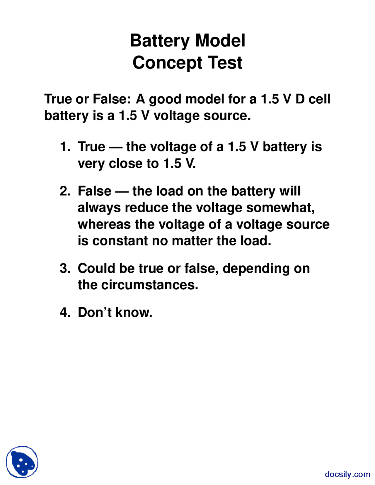 Battery Model Signal And Systems Lecture Handout Docsity