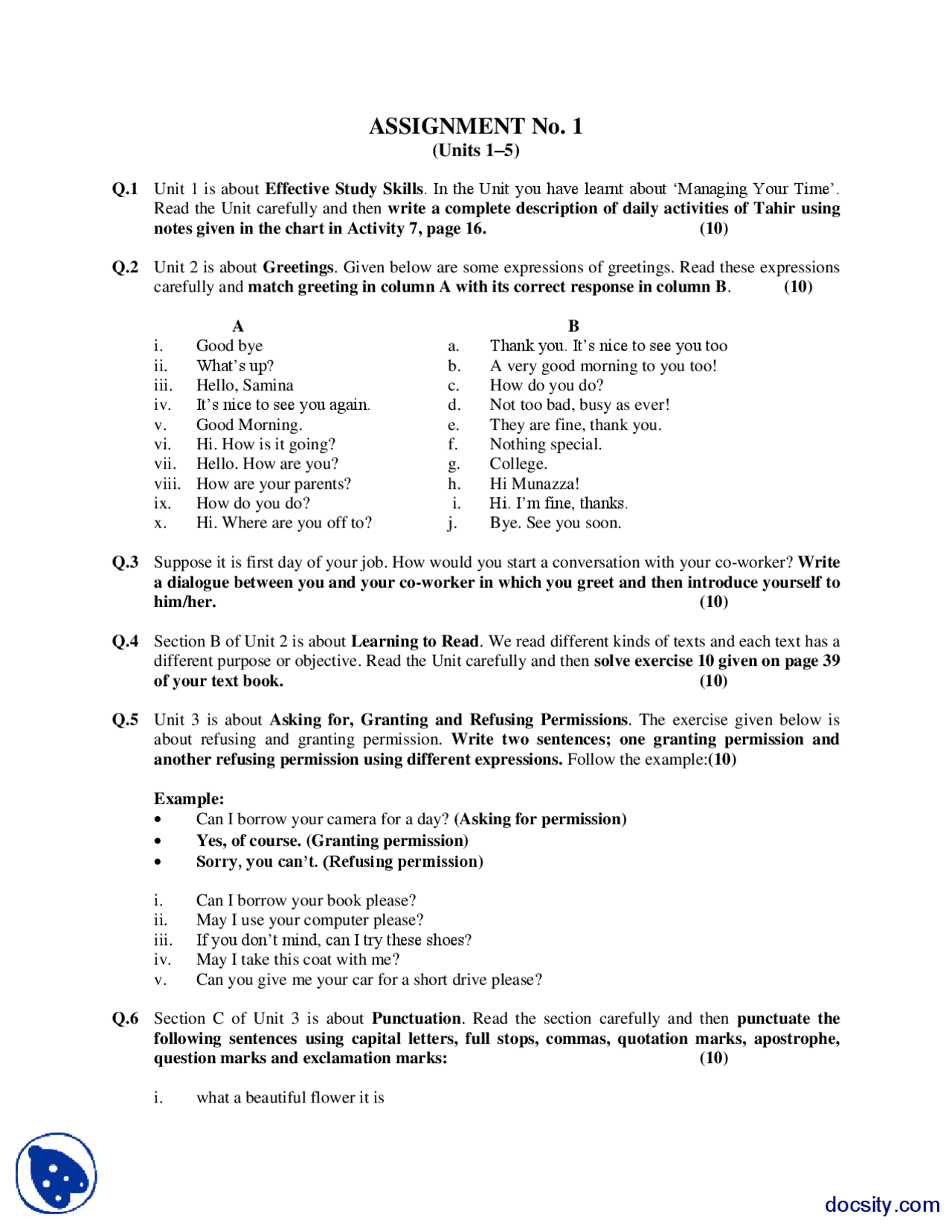 Effective Study Skills-English Language-Assignment - Docsity