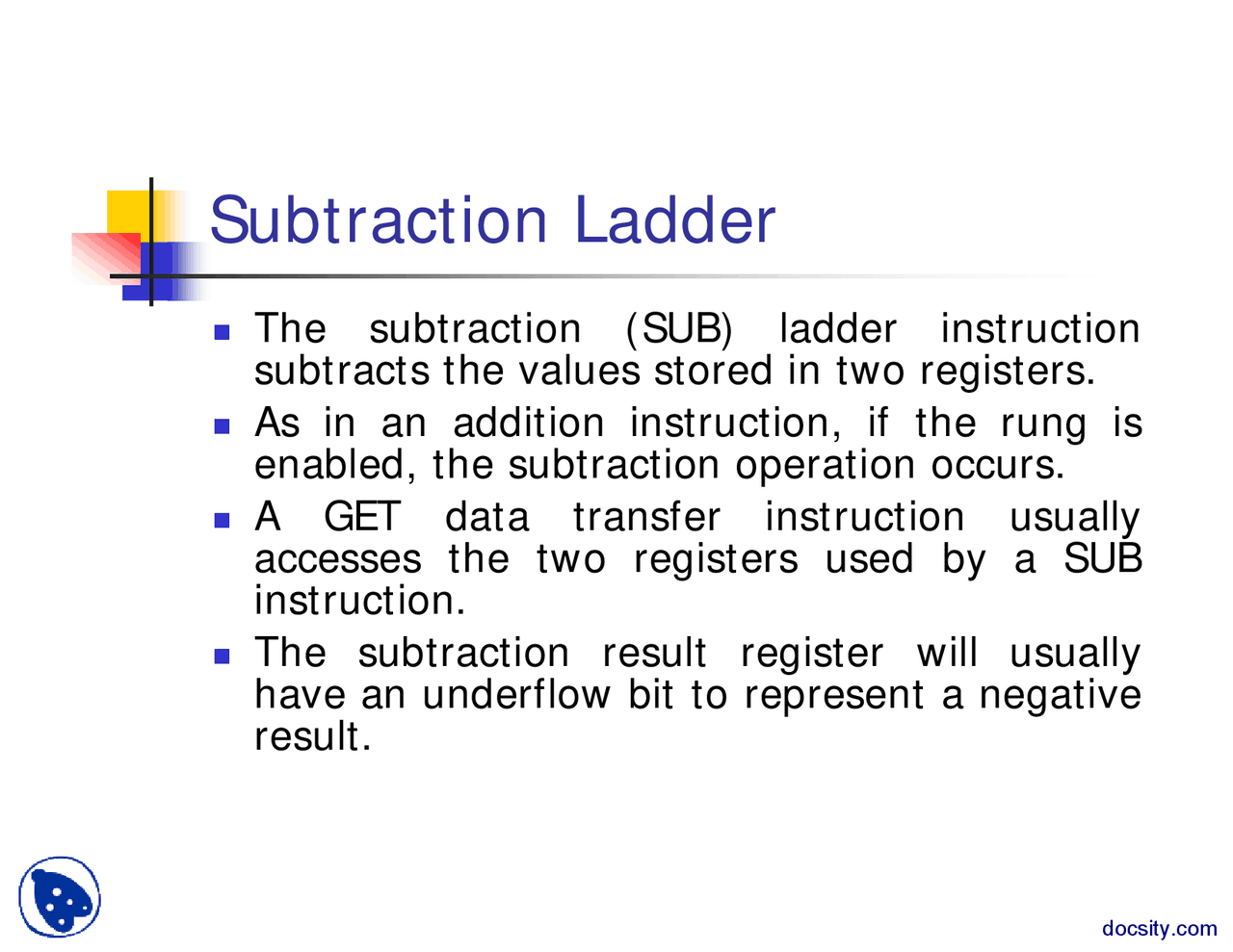 Subtraction Ladder-Digital Logic Design And Programming-Lecture Slides | Slides Digital Logic ...