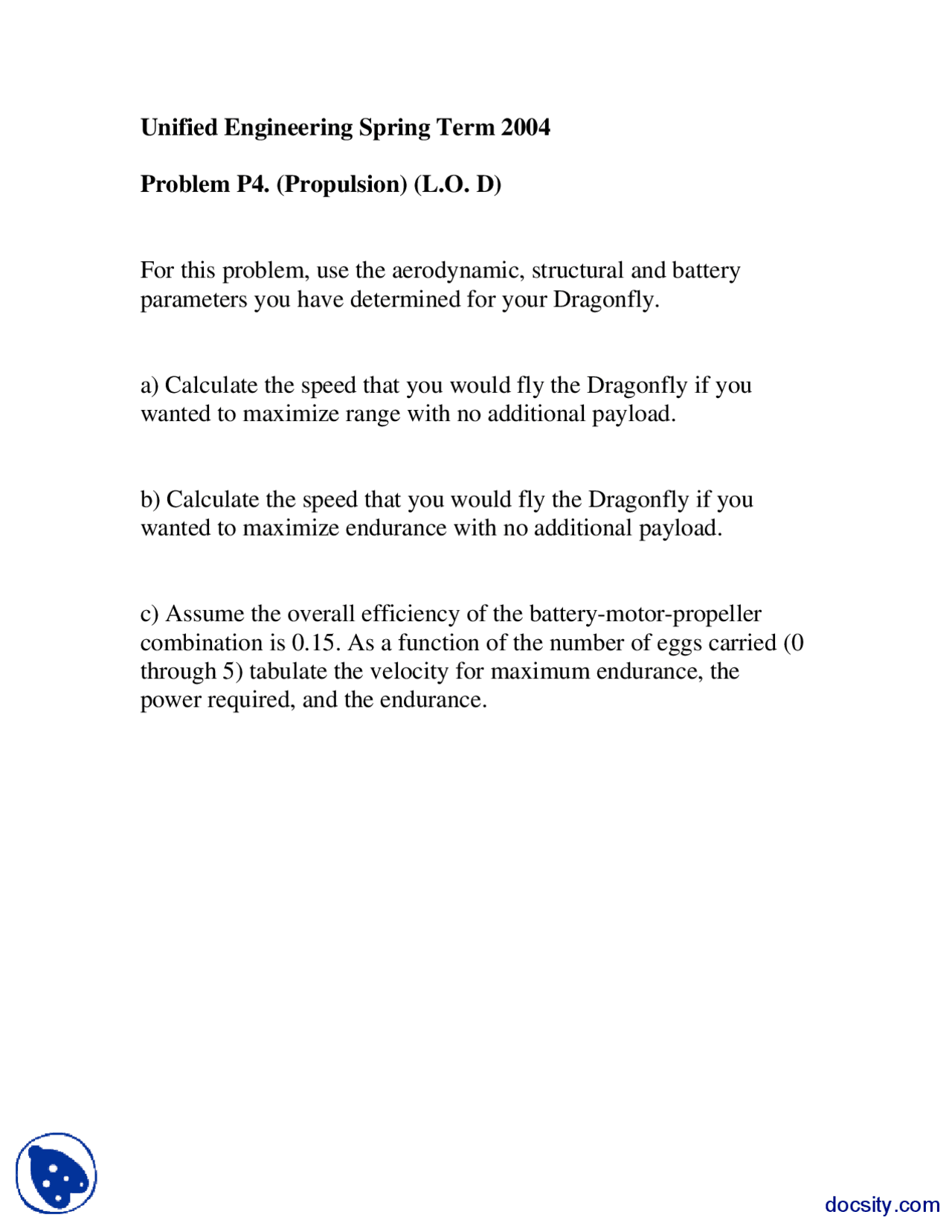 Aerodynamic Parameters Part 1 Thermo Propulsion Assignment Docsity