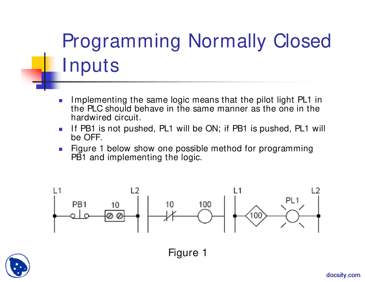 Programming Normally Closed Inputs-Digital Logic Design And Programming-Lecture Slides - Docsity