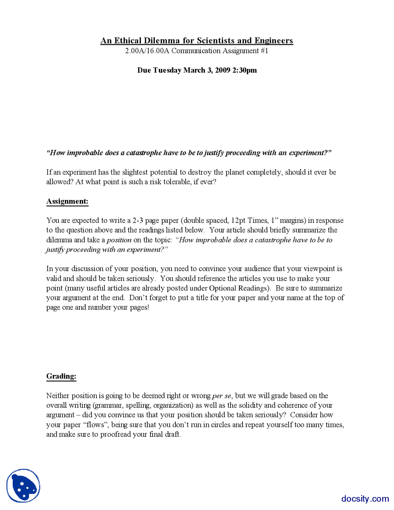 Ethical Dilemma-Fundamentals of Design-Assignment - Docsity