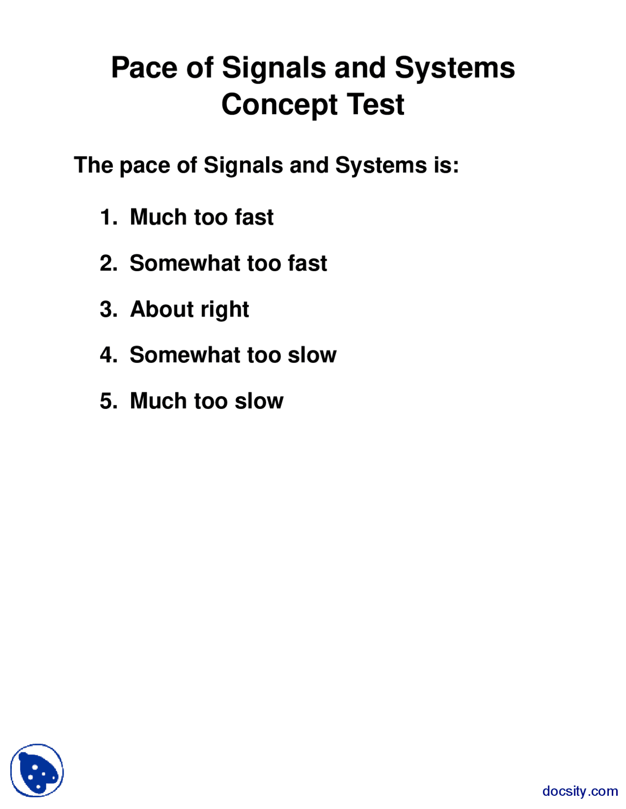 Pace of Signals and Systems-Signal and System Theory-Lecture Handout - Docsity
